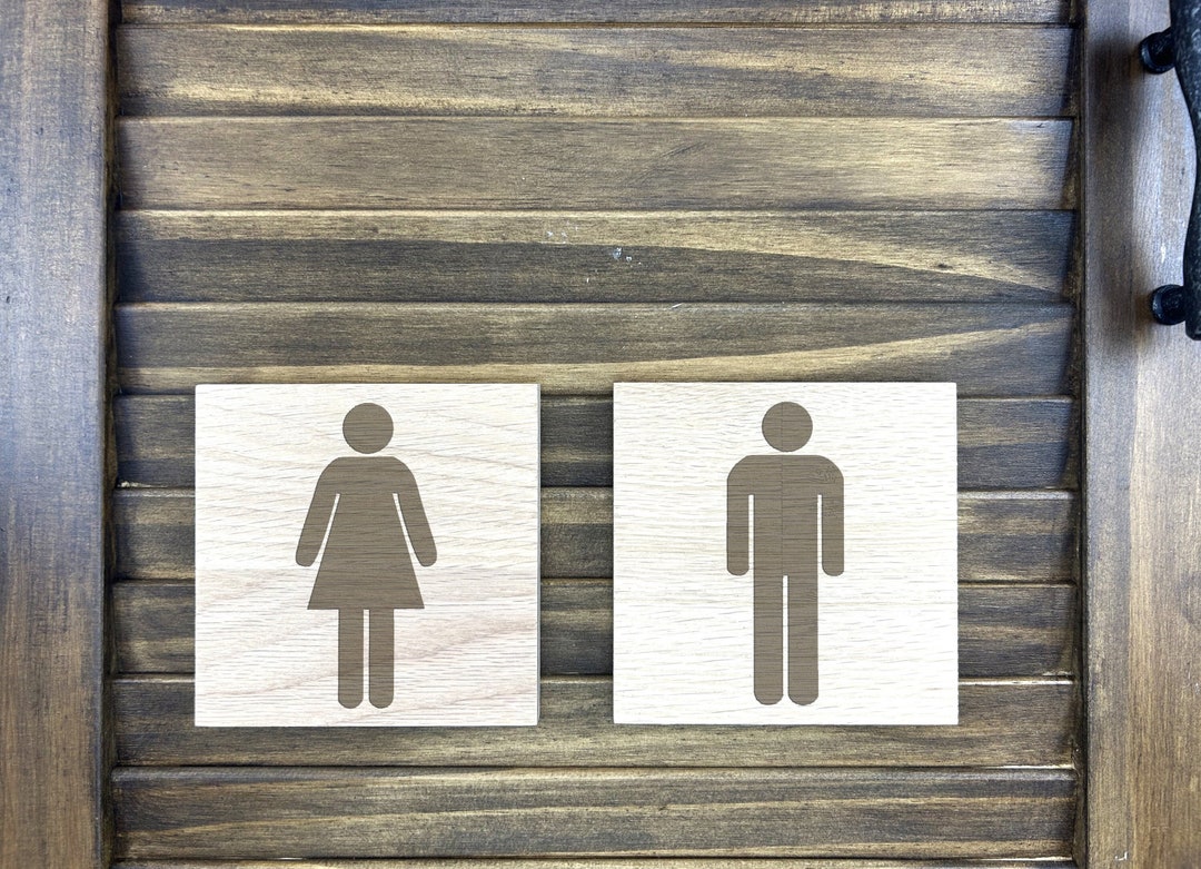 Oak Bathroom Sign: Rustic Restaurant Restroom Door Decor (10cm) - Etsy