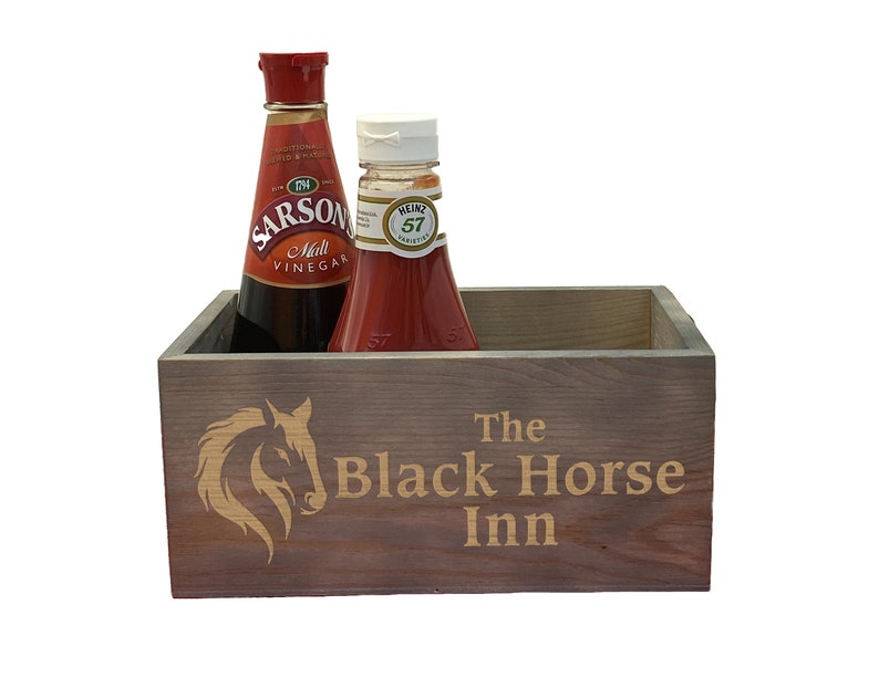 Branded Condiment Holder Caddy: Grey Wash Pine Wood Restaurant Table ...