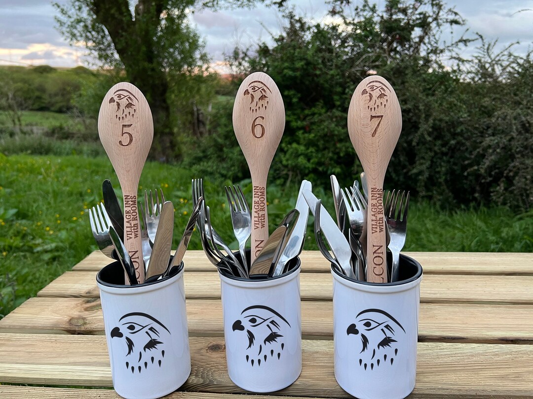 Wooden Spoon Table Numbers Branded Order Food Truck Restaurant Café Bar ...