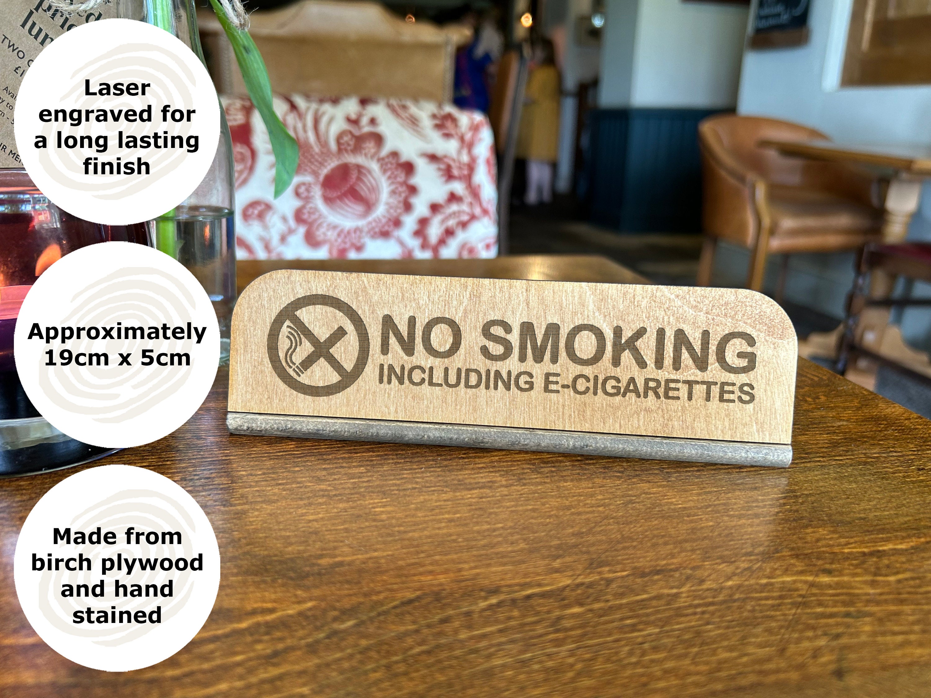 No Smoking Standing Table Sign Natural Oak Restaurant Café Bar - Etsy UK