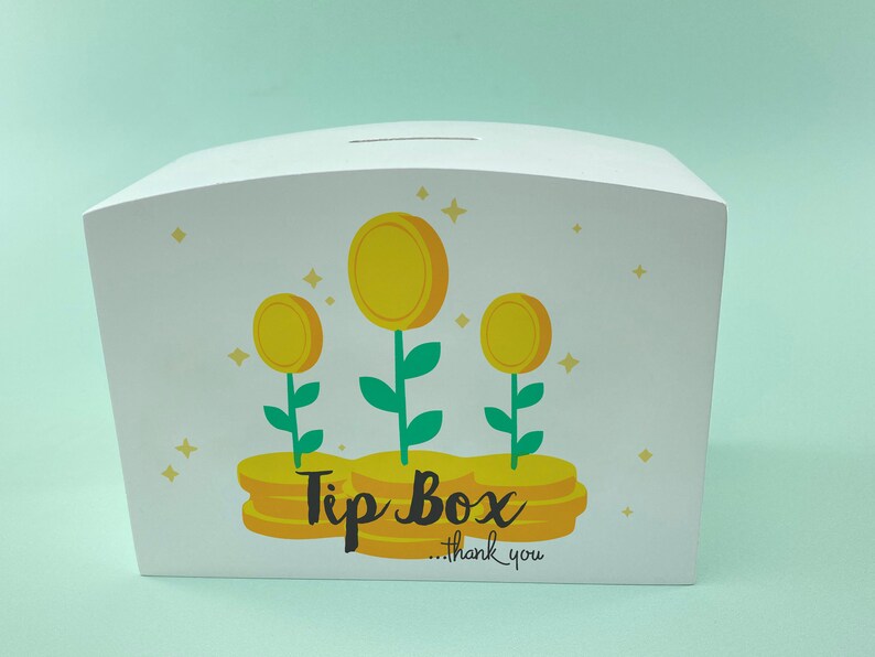 Coin Flowers Wooden Tip Jar: Colorful Business Money Box - Etsy