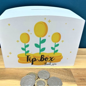 Coin Flowers Wooden Tip Jar: Colorful Business Money Box - Etsy
