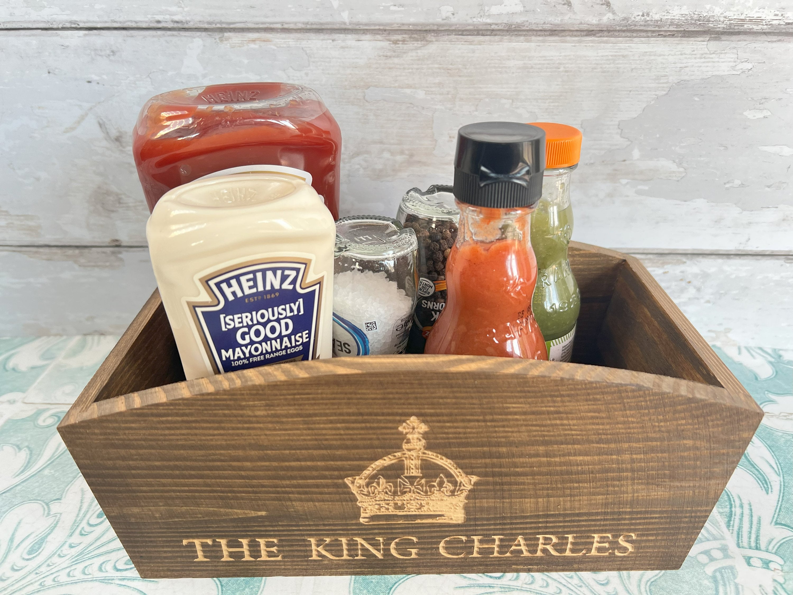 Condiment Caddy Table Rounded Branded Natural Oak Stain Dark - Etsy