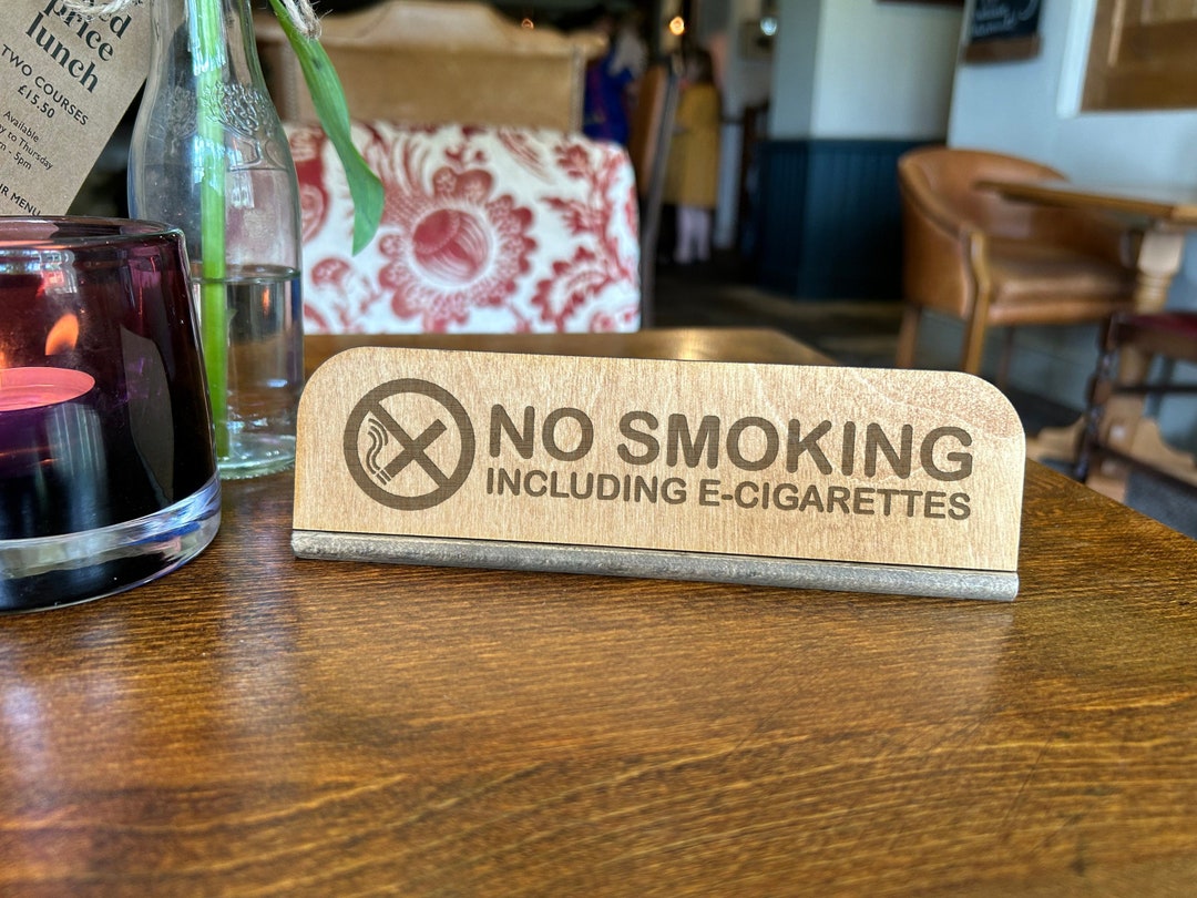 No Smoking Standing Table Sign Natural Oak Restaurant Café Bar Décor ...