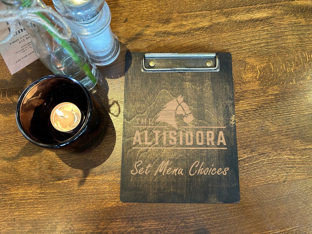Dark Oak Stained Birch Plywood Menu Board: Engraved Restaurant Cafe Bar ...