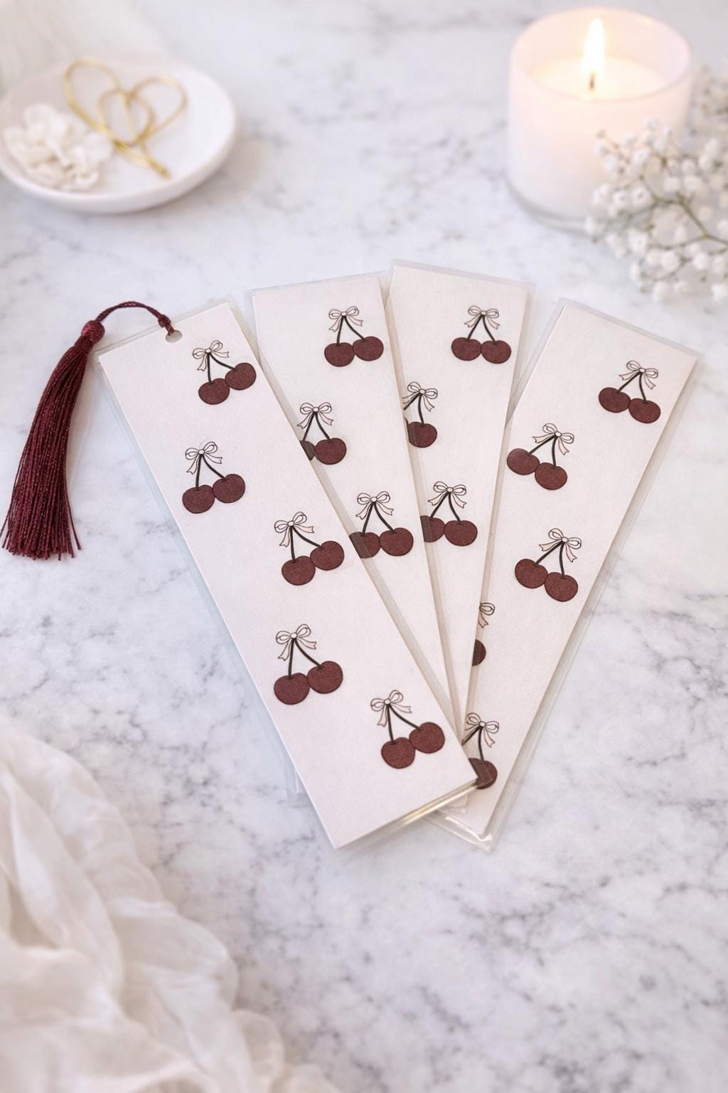 Coquette Cherry Bow Bookmark | Girly Printable (digital Download) - Etsy