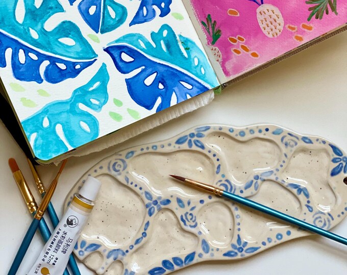 Ceramic Palette, Color Palette, Artist Palette, Handmade Watercolor ...