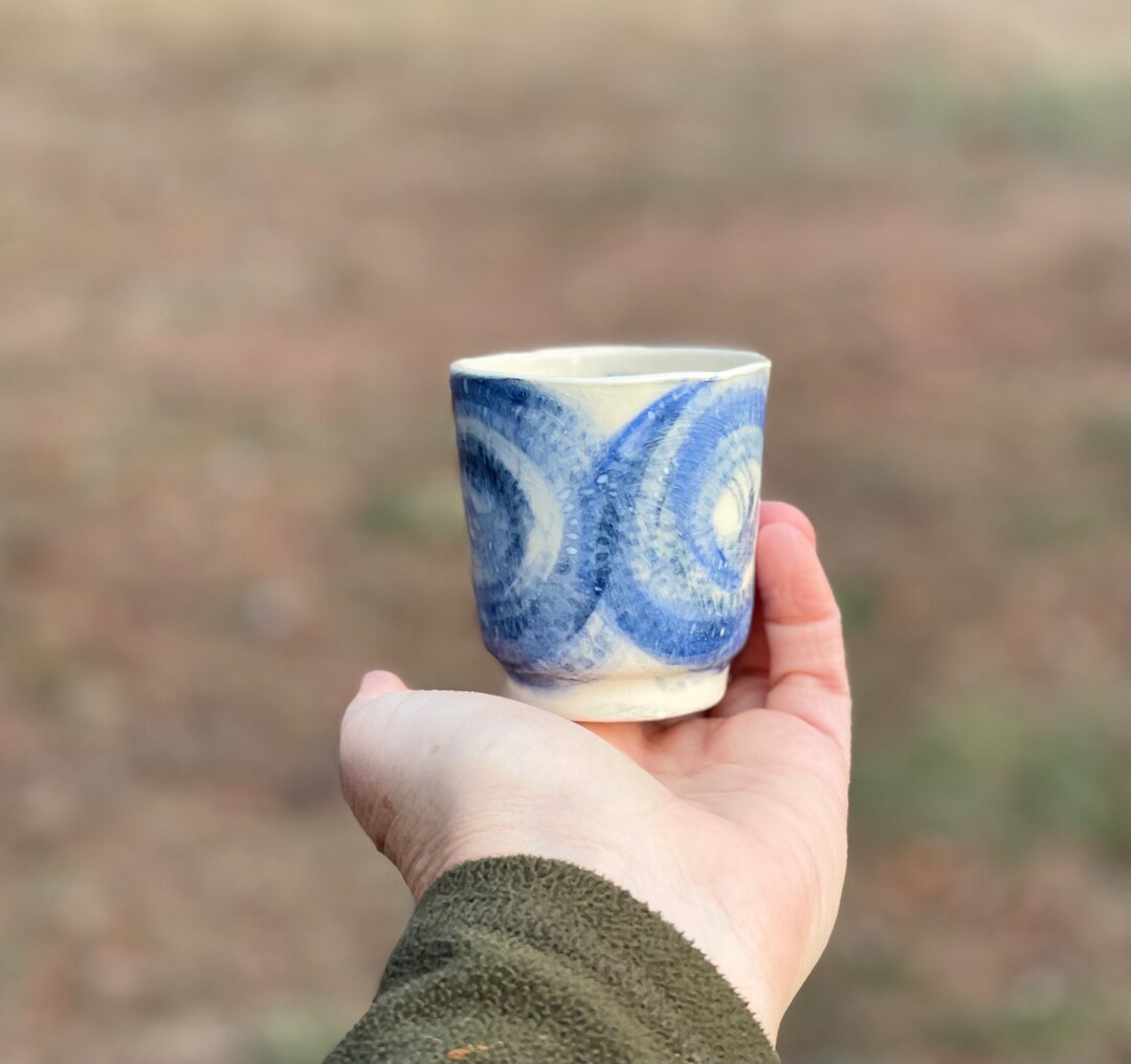 Small Indigo Shibori Batik Abstract Pattern Cup, Blue Espresso Cup ...