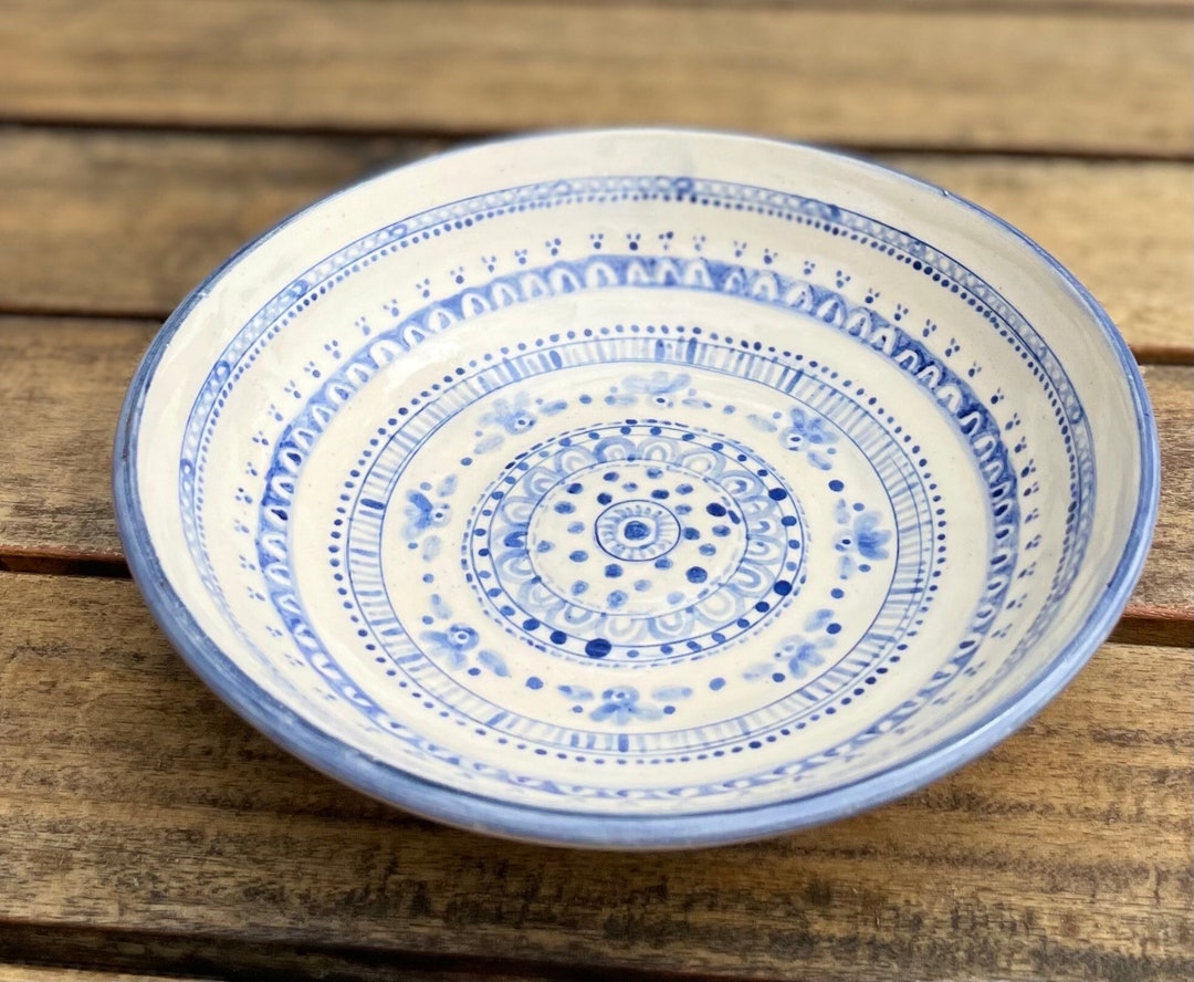 White Blue Pattern Bowl. Mandala Ceramic Bowl, Small Serving Bowl ...