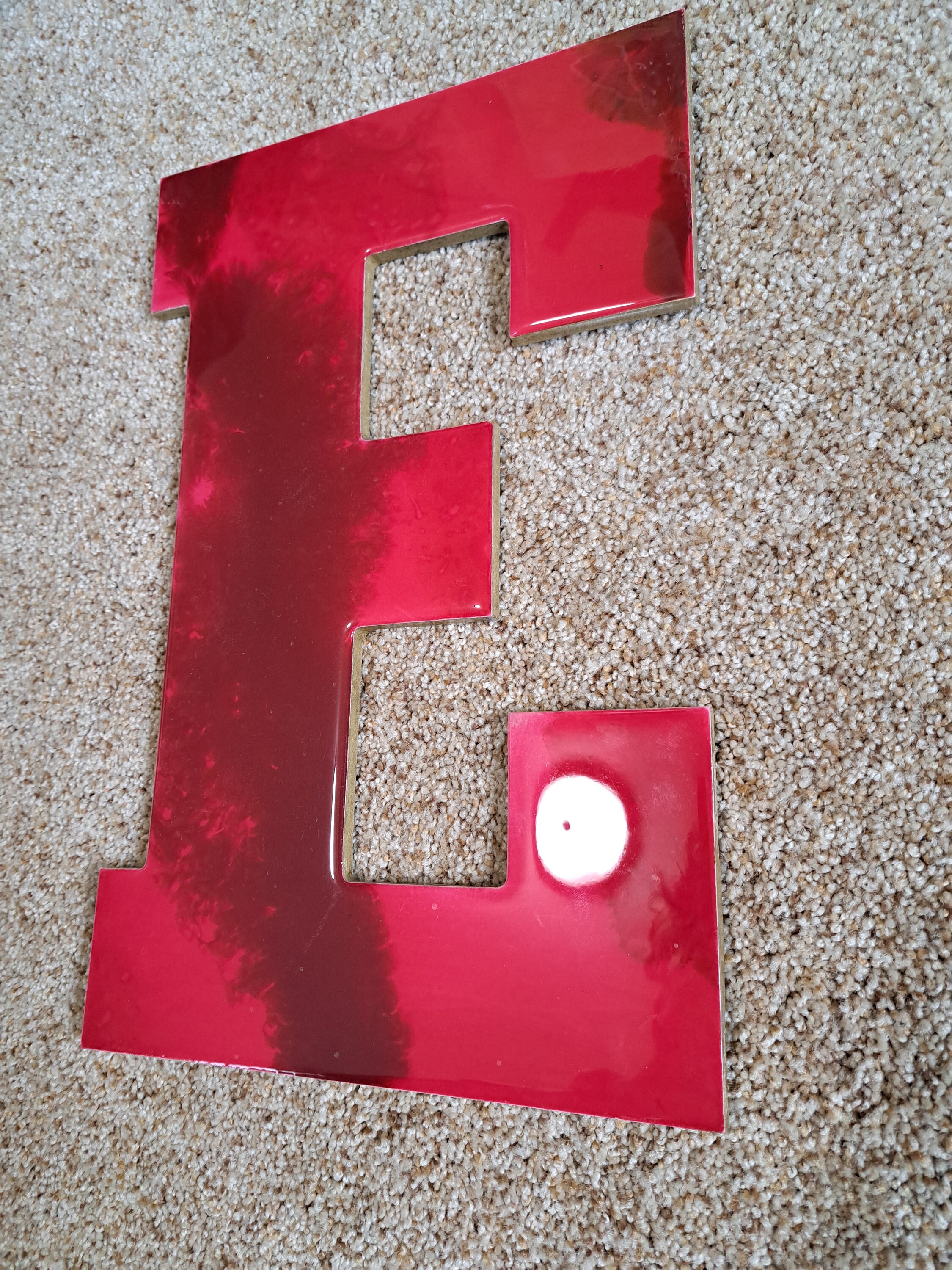 Marvelous Red Letter E Acrylic Pour Resin Sealed Wood Cutout Letter ...