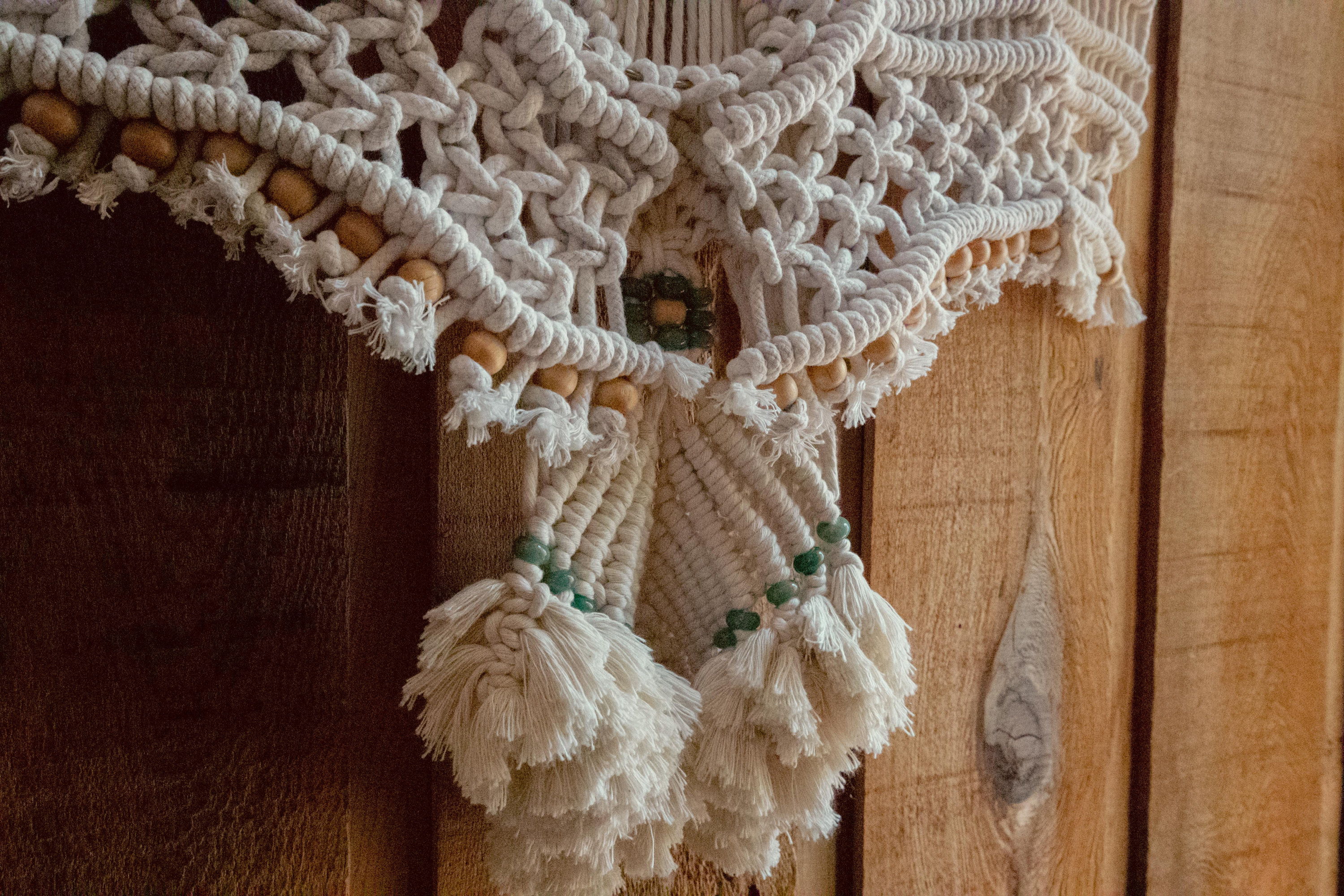 Macrame Bird Wall Art With Green Aventurine Crystals and Wood Beading ...