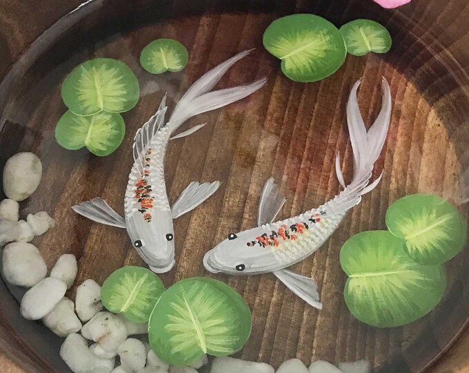 Koi Fish Painting, Resin Art, 3D Resin Painting, Table Decor - Etsy