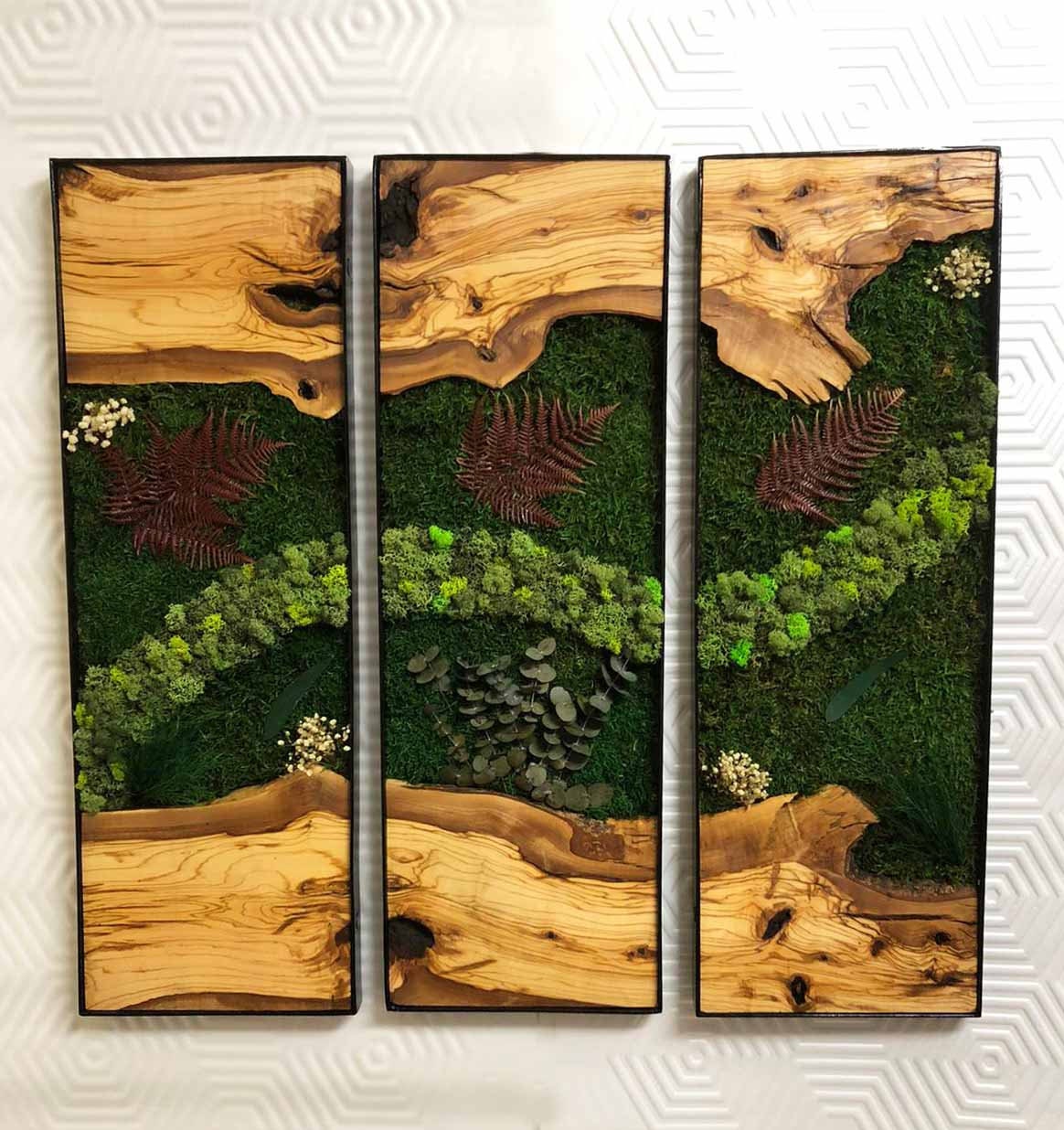 Wood Moss Wall Art 3 Pcs, Living Wall Art Moss, Moss Decor for Home - Etsy