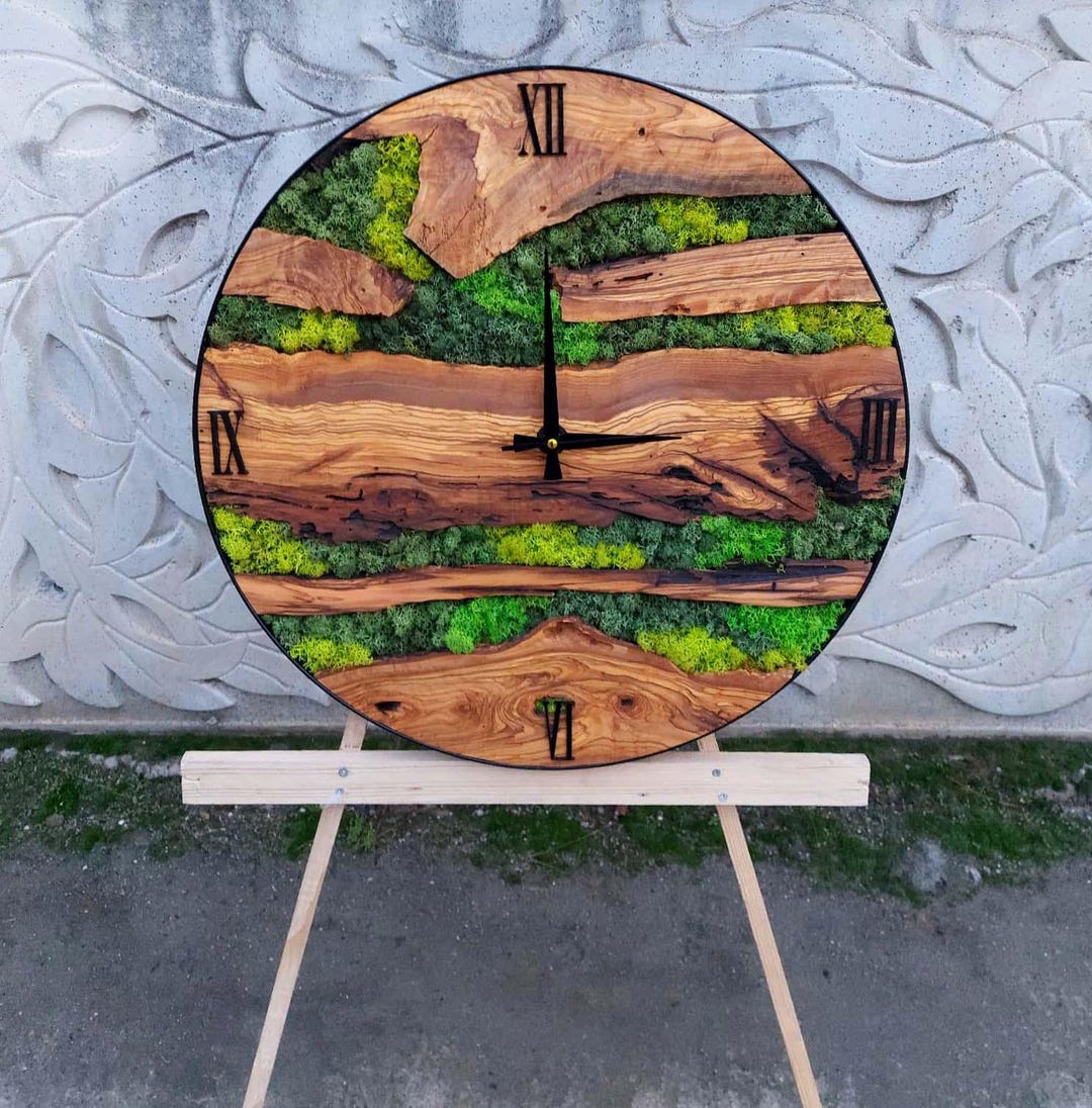 Moss Clock, Moss Wall Clock, Preserved Moss Wall Art, Battery Powered ...