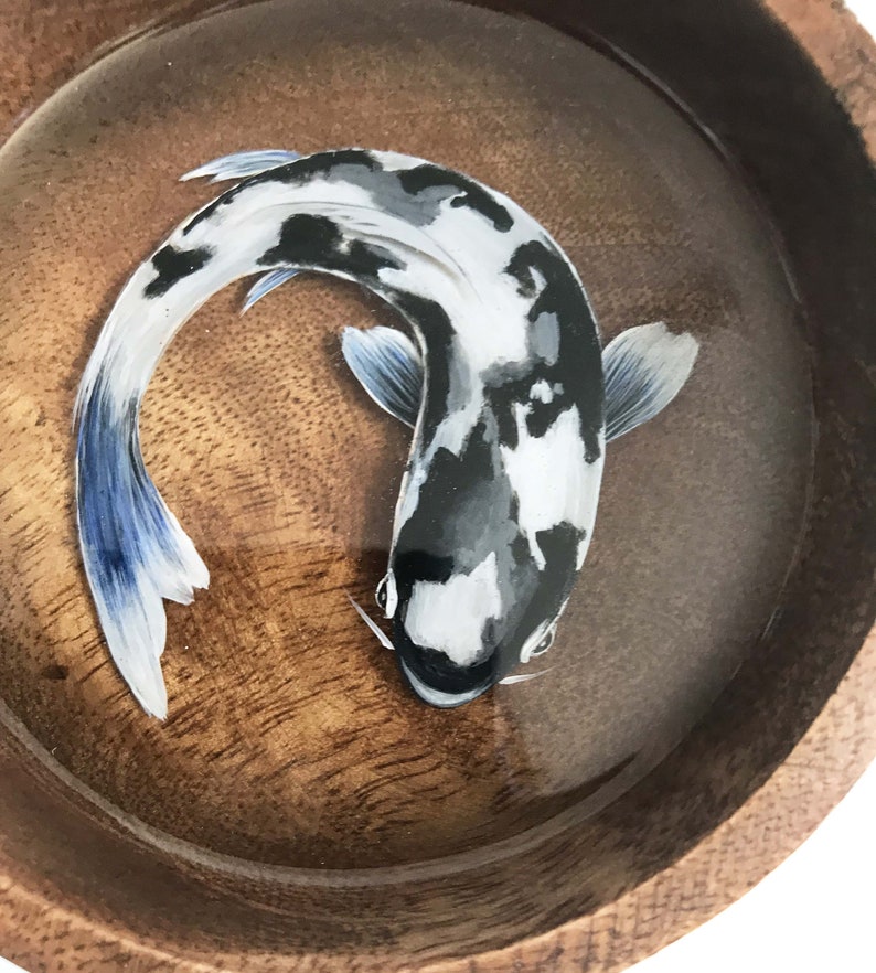 Resin koi pond 3d resin art Epoxy fish painting in a bowl | Etsy