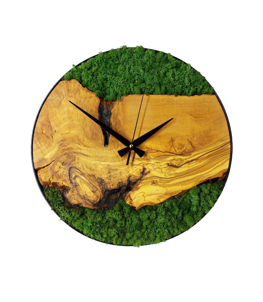 Moss Wall Clock, Wall Clock Without Numbers, Preserved Moss Wall, Moss ...