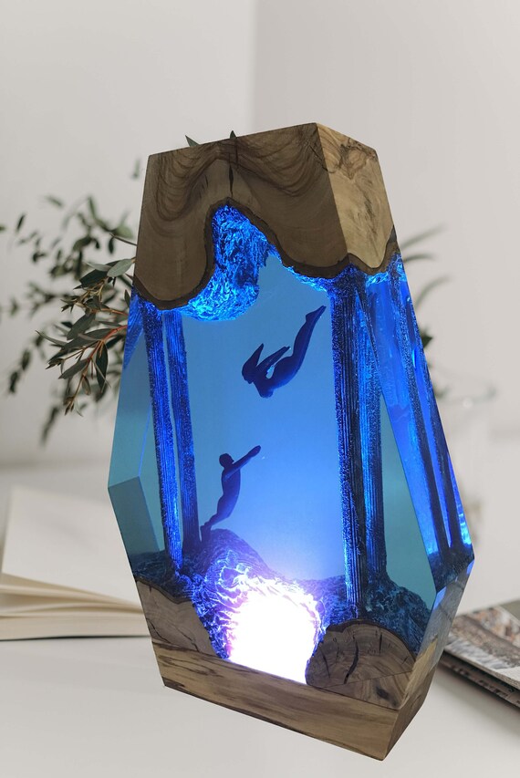 Handmade Deep Sea Cave Diving Night Lights Epoxy Resin Wood - Etsy