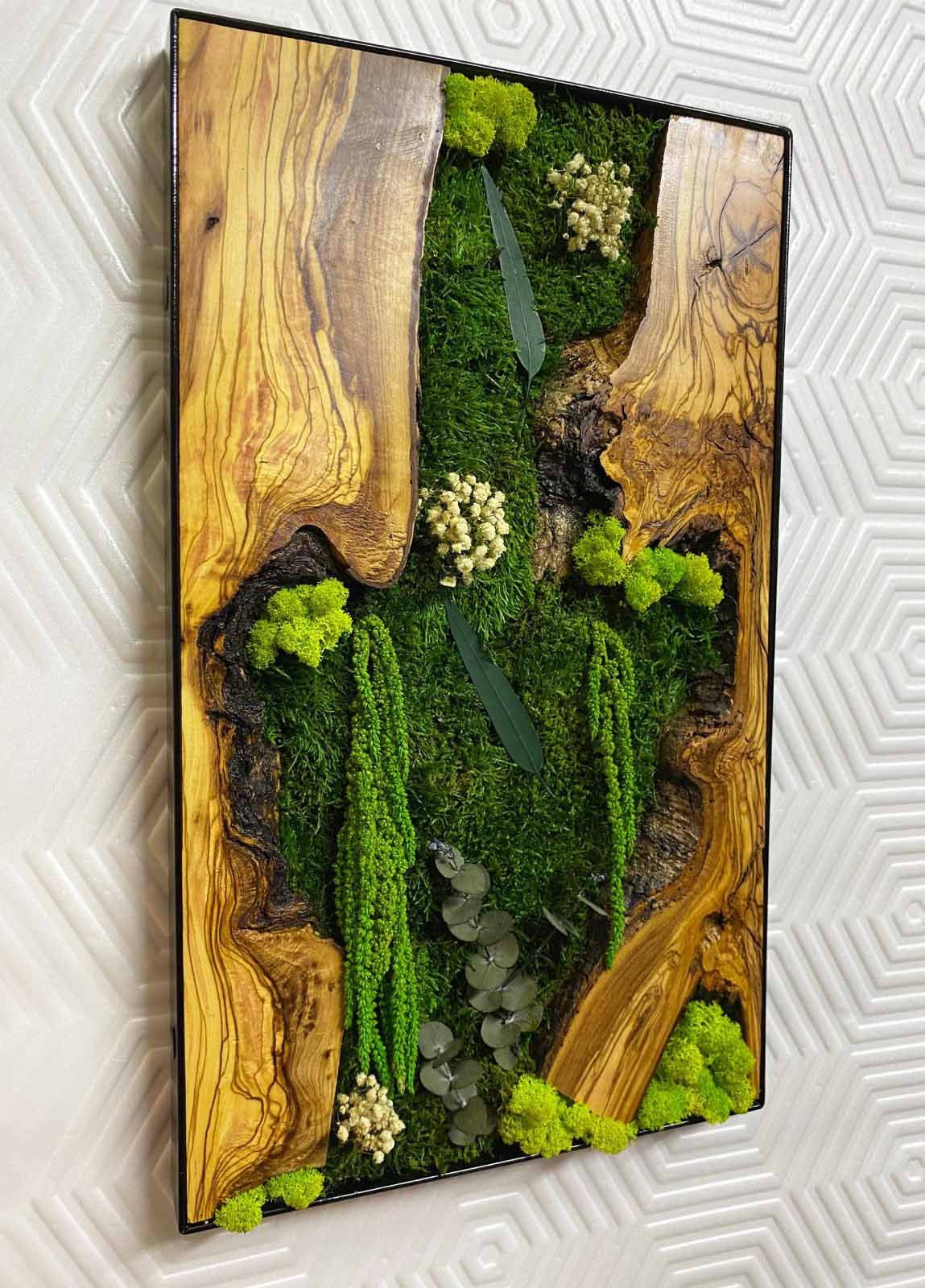 Wood Moss Wall Art, Moss Art Wall Decor, Preserved Moss Art - Etsy
