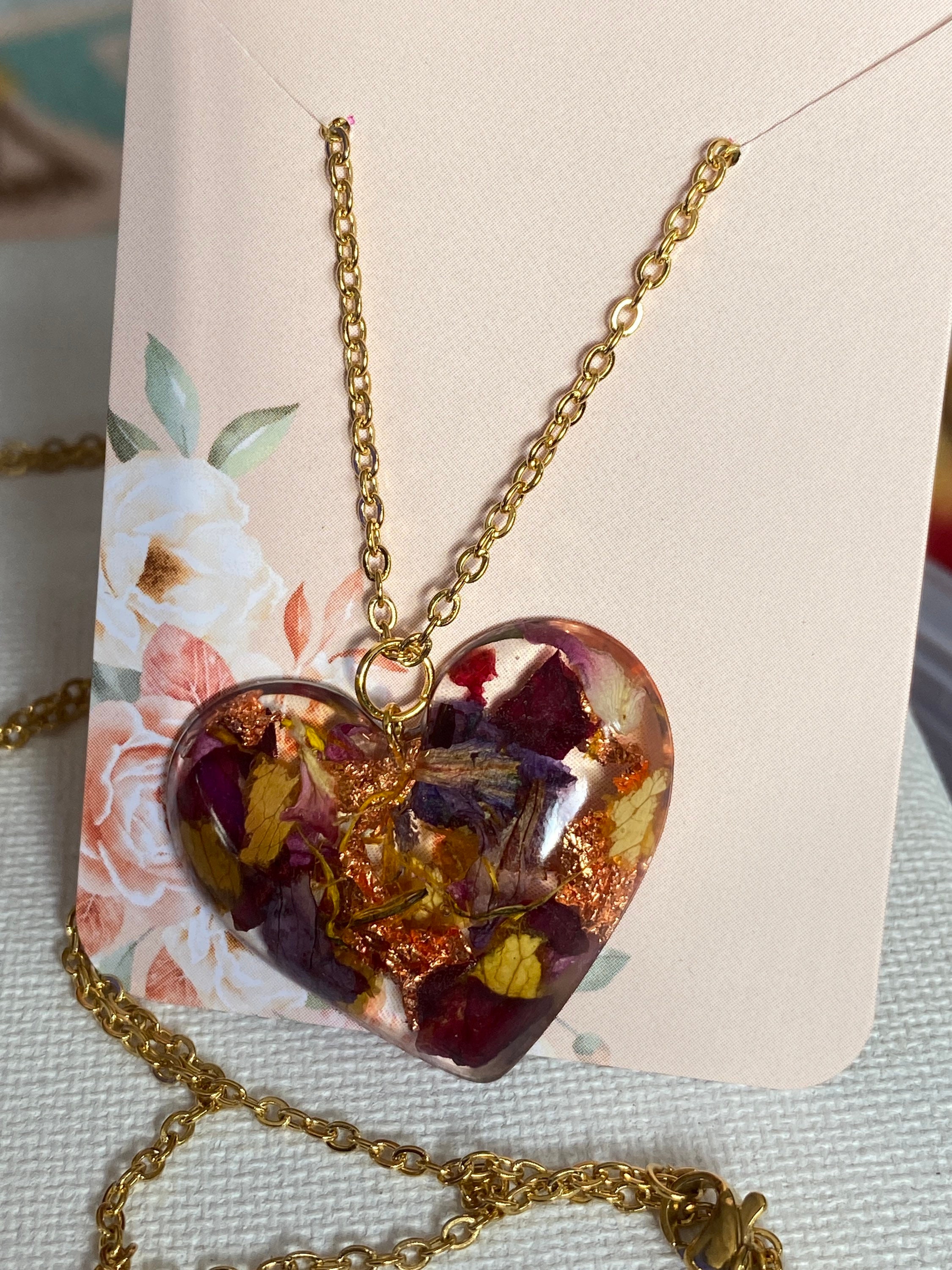 Resin heart pendant necklace Handmade resin necklaces | Etsy