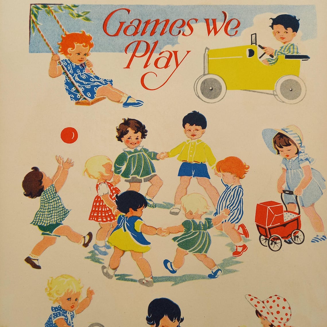 Vintage Print - Games We Play, From a 1930s Children's Book - Nursery ...