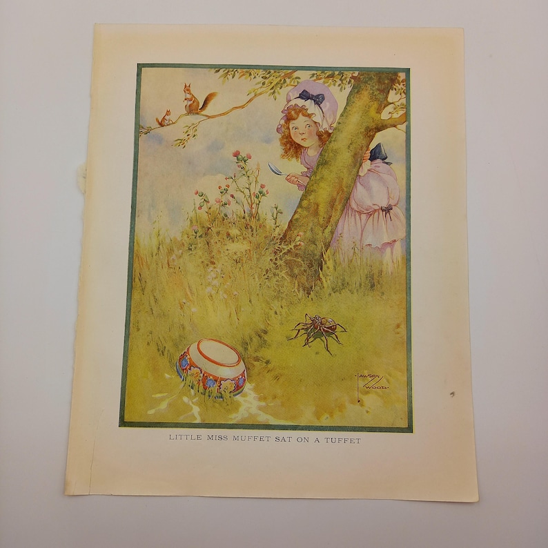 Antique Print - Little Miss Muffet Sat on a Tuffet by Lawson Wood ...