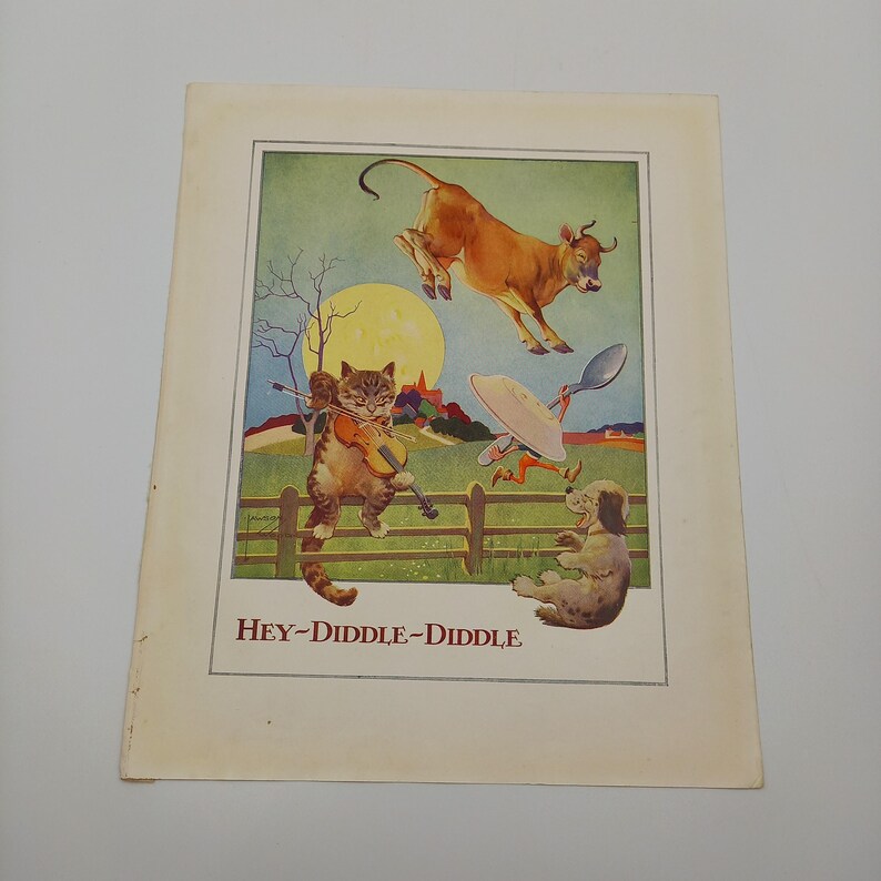 Antique Print - Hey Diddle Diddle, the Cat and the Fiddle by Lawson ...