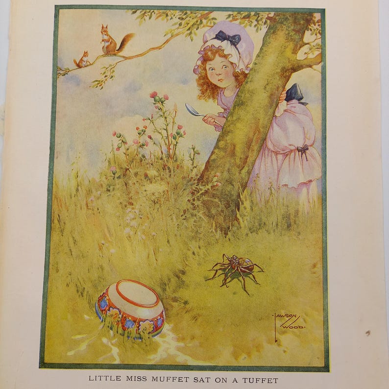 Antique Print - Little Miss Muffet Sat on a Tuffet by Lawson Wood ...