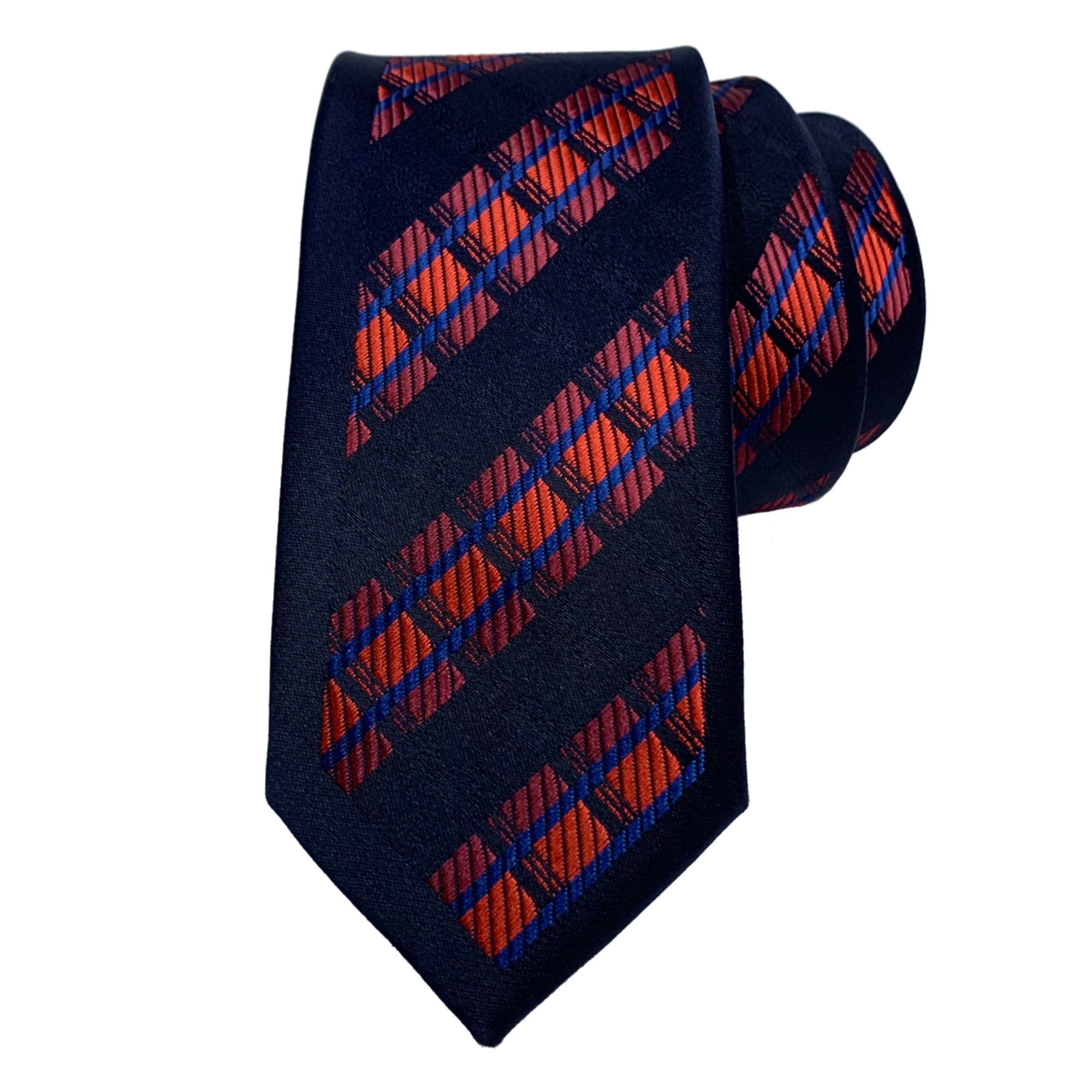 Dark Blue, Red, Sax Blue Striped and Plaid Tie 2.36 6cm - Etsy