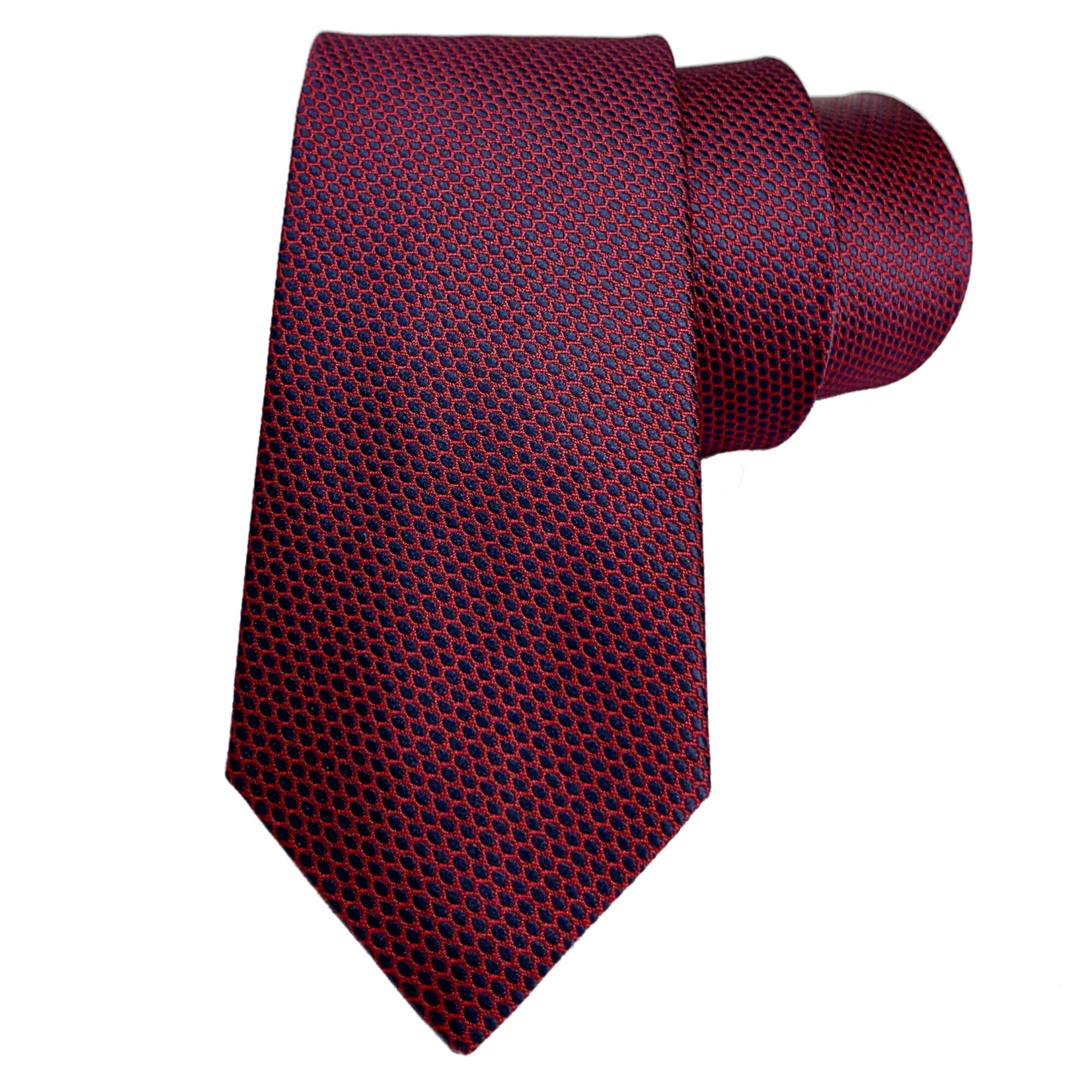 Dark Blue and Red Honeycomb Pattern Men's Necktie - Etsy