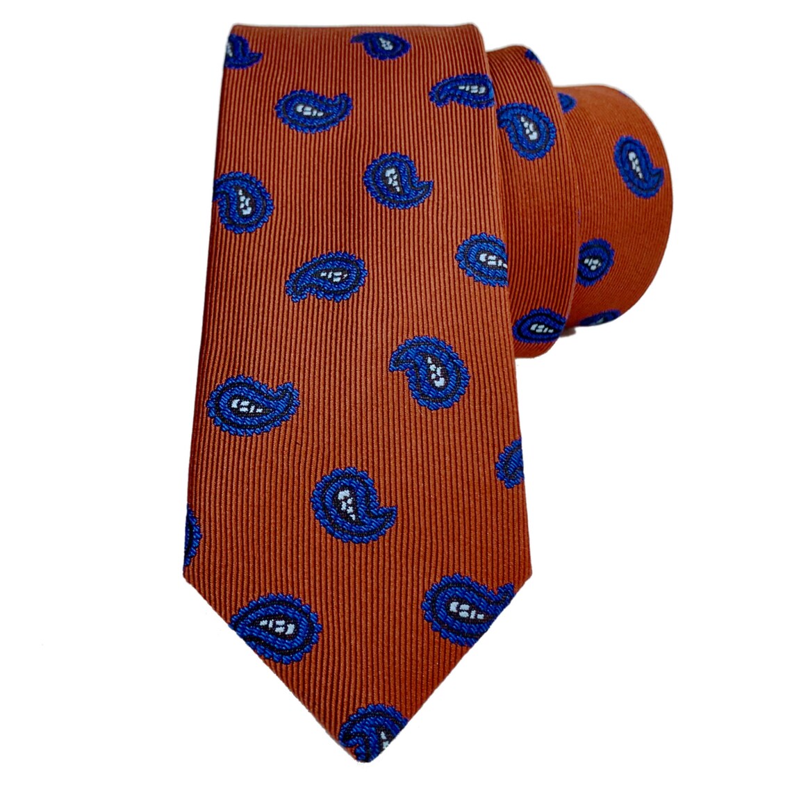 Tie for Classic Costume With Sax Blue and Light Blue Leaf Shawl Pattern ...