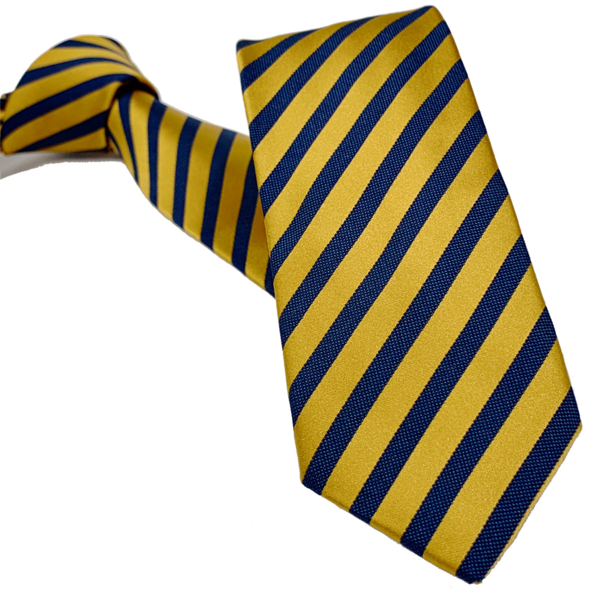 Golden Yellow and Dark Blue Cross Striped Tie 2.36 6cm - Etsy