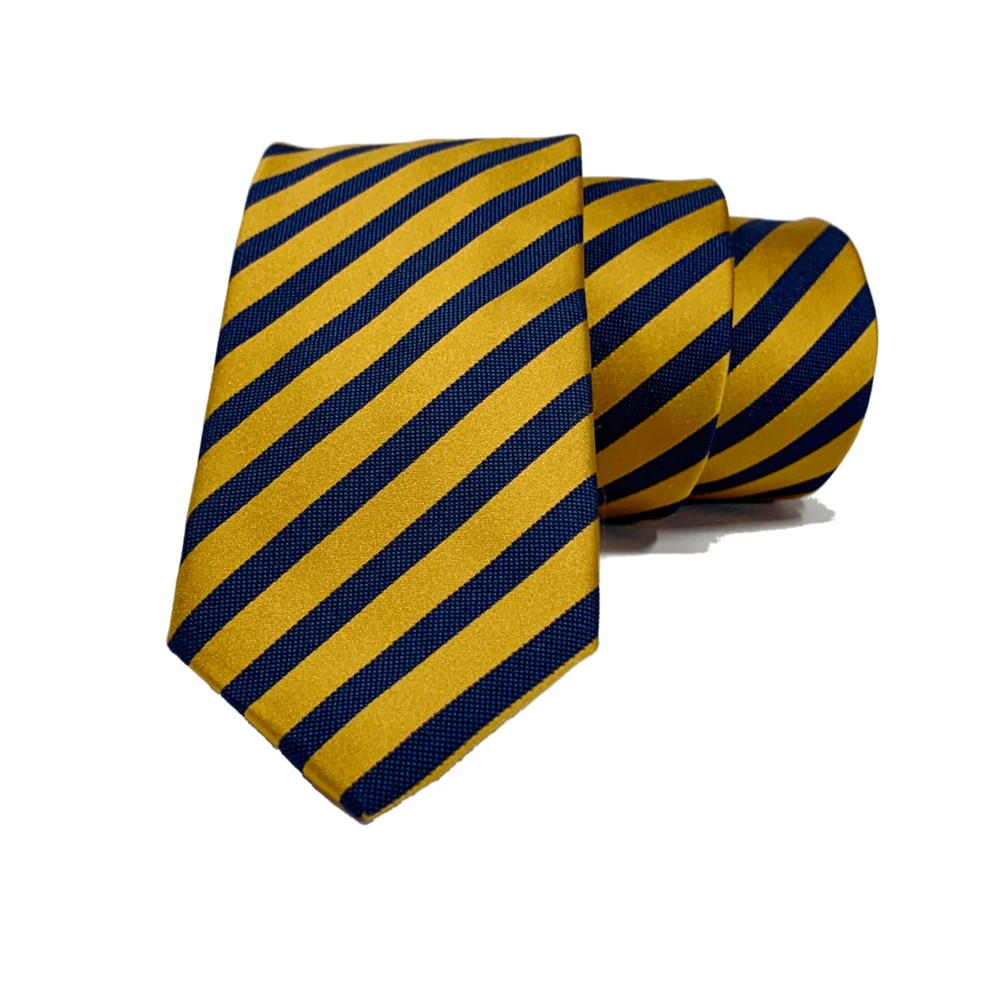 Golden Yellow and Dark Blue Cross Striped Tie 2.36 6cm - Etsy