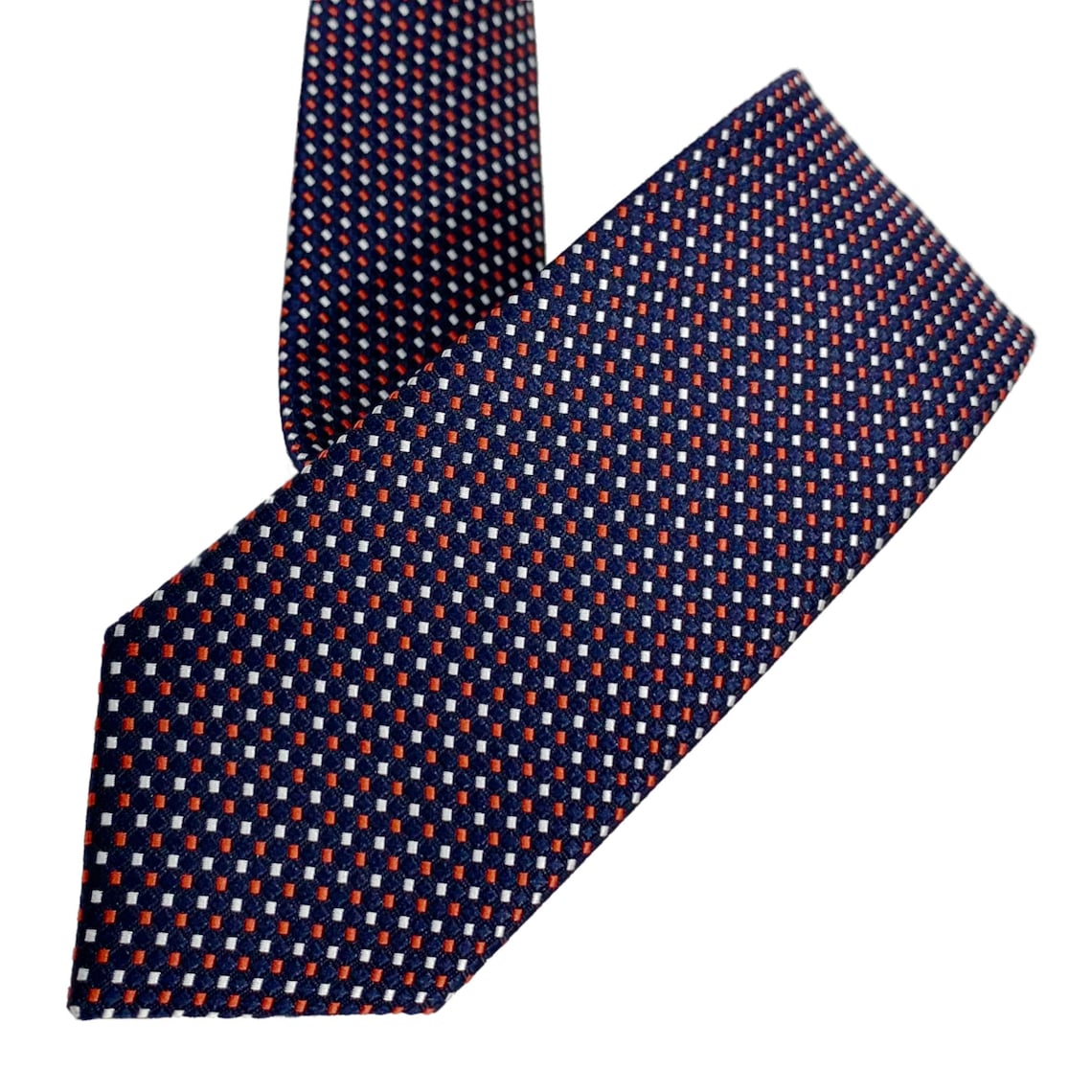 Red and White Small Rectangular Dotted Necktie on a Dark Blue - Etsy