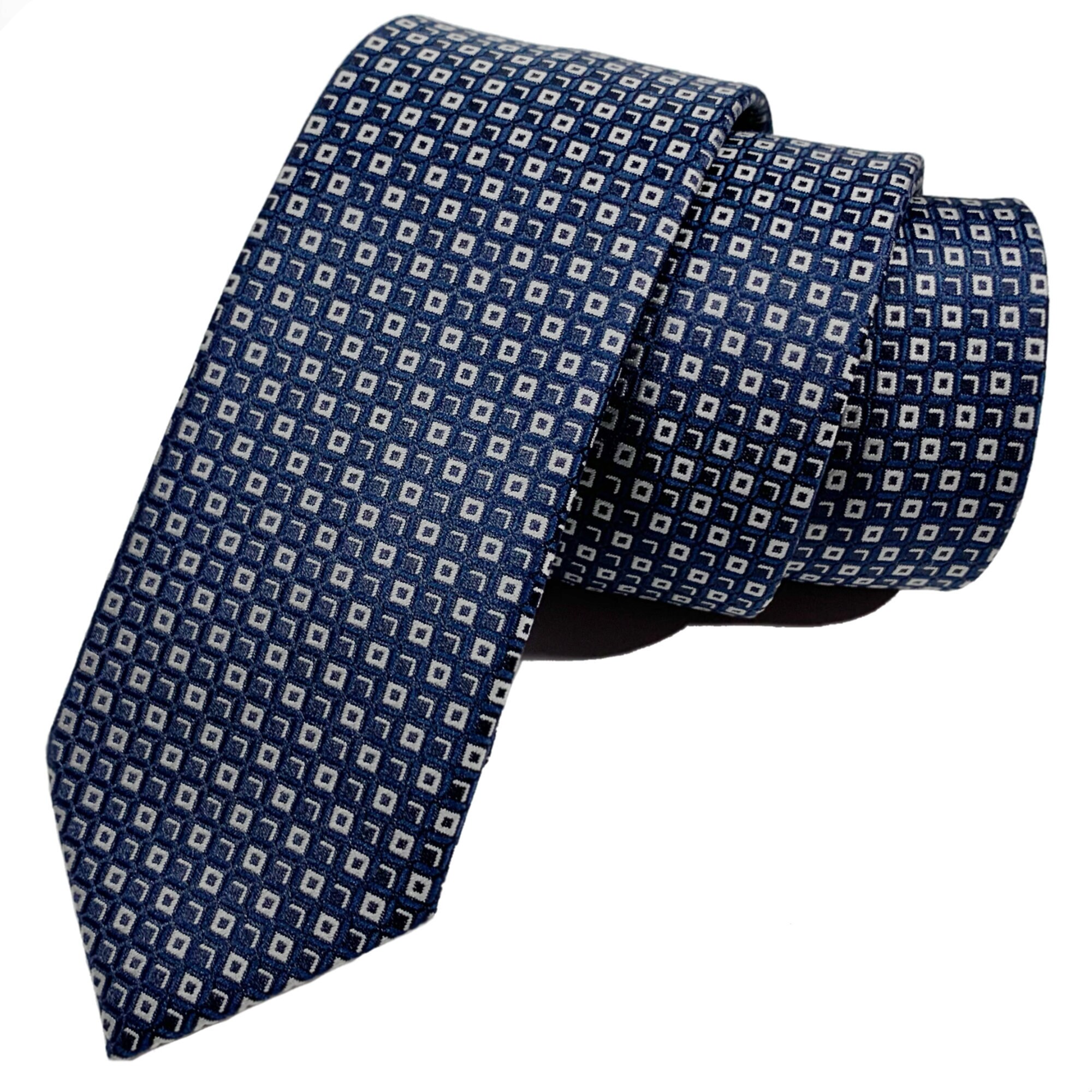 Navy and Gray Small Checkered Tie 2.36 6cm - Etsy