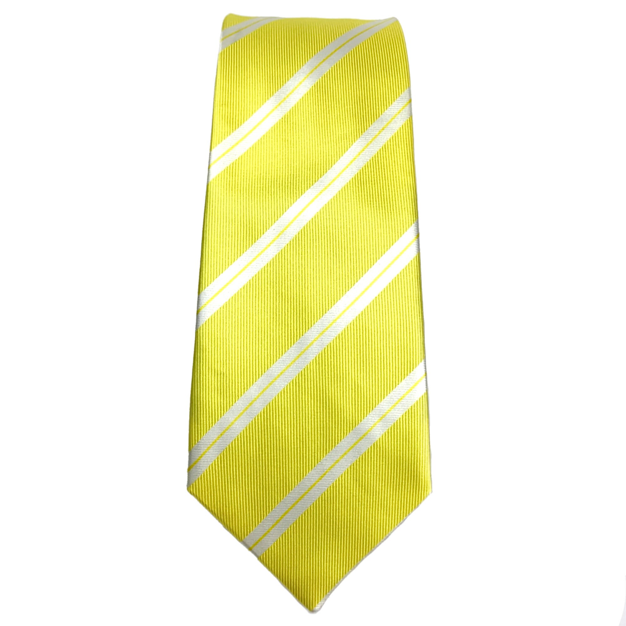Yellow White Diagonal Striped and Self-striped Tie 3.15 - Etsy