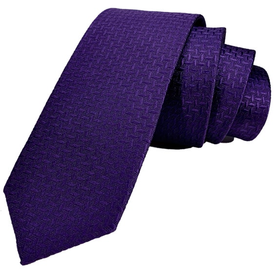 Striped Tie With Purple Herringbone Pattern 2.36 6cm | Etsy