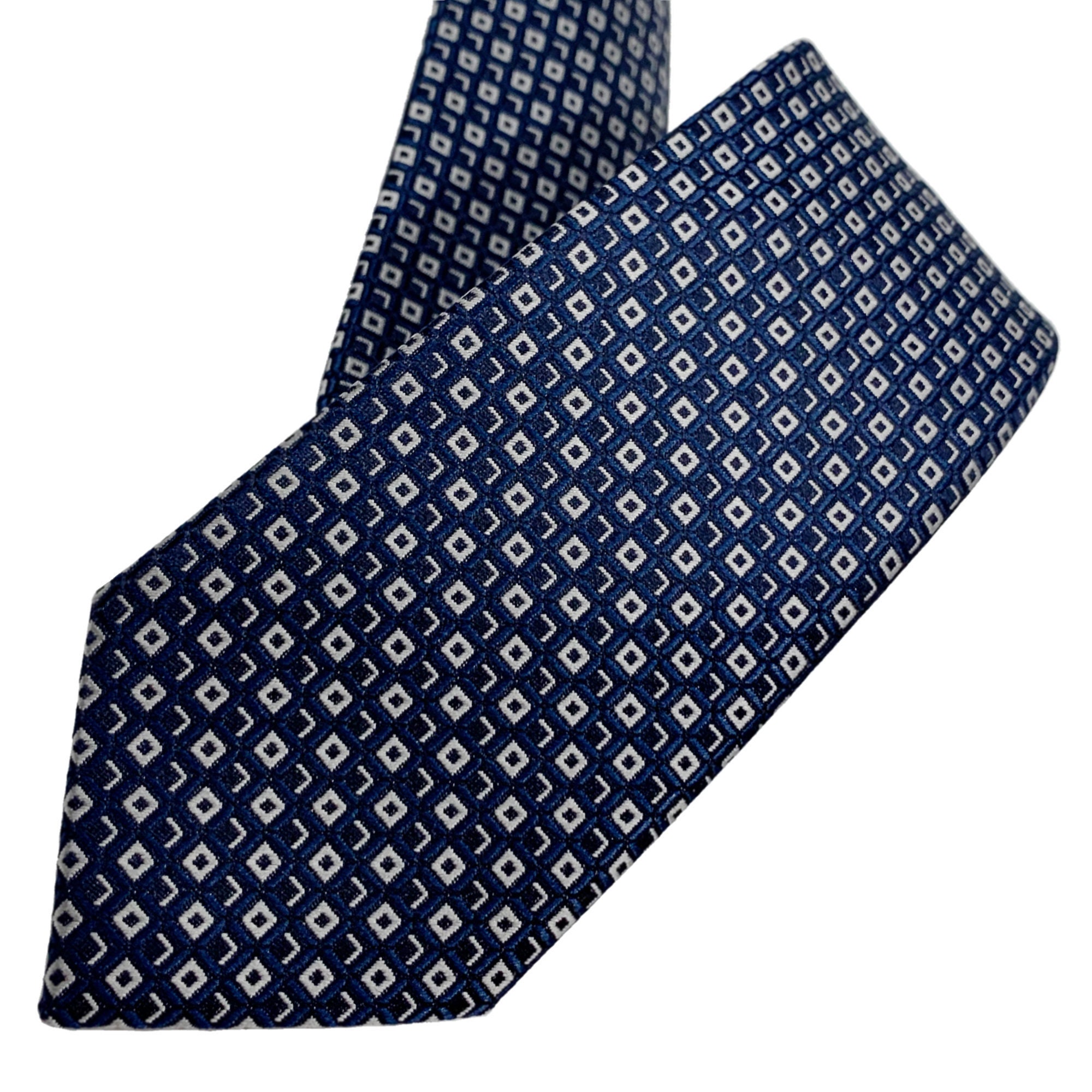 Navy and Gray Small Checkered Tie 2.36 6cm - Etsy