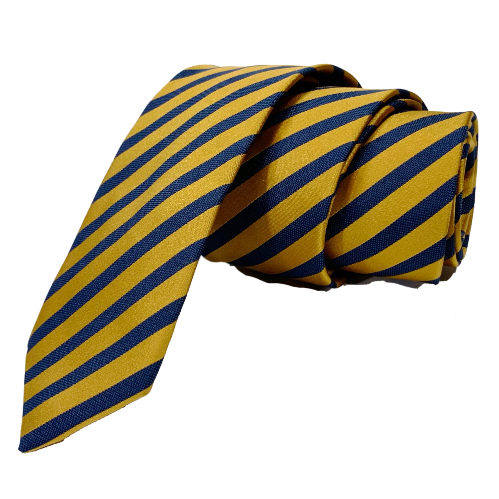 Golden Yellow and Dark Blue Cross Striped Tie 2.36 6cm - Etsy