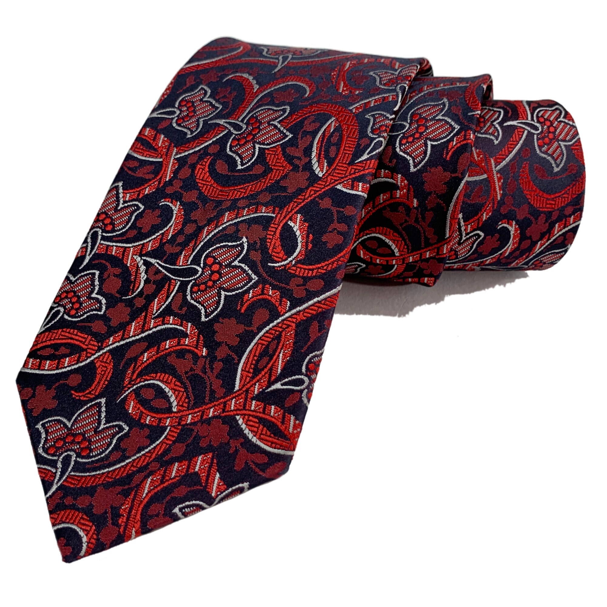 Floral Necktie With Red Color Ivy Pattern - Etsy