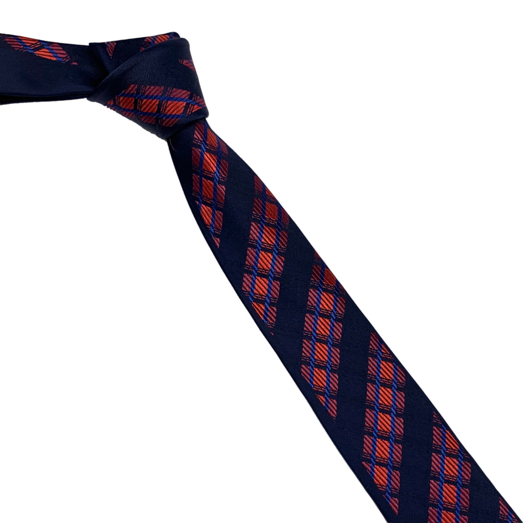 Dark Blue, Red, Sax Blue Striped and Plaid Tie 2.36 6cm - Etsy