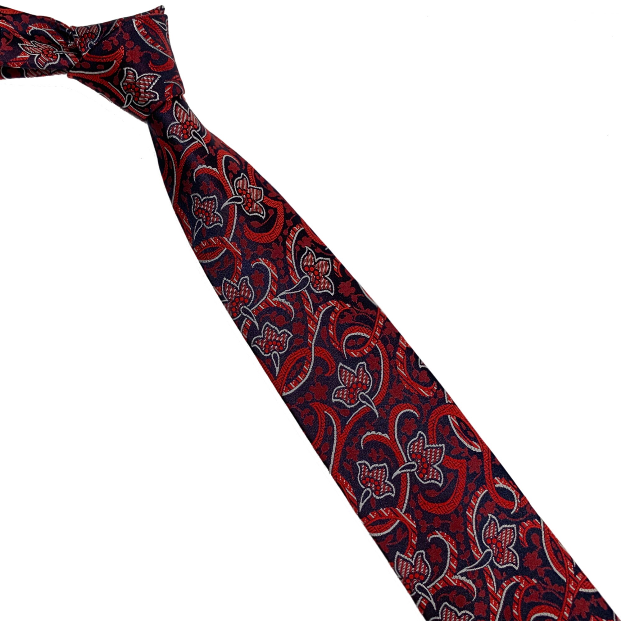 Floral Necktie With Red Color Ivy Pattern - Etsy