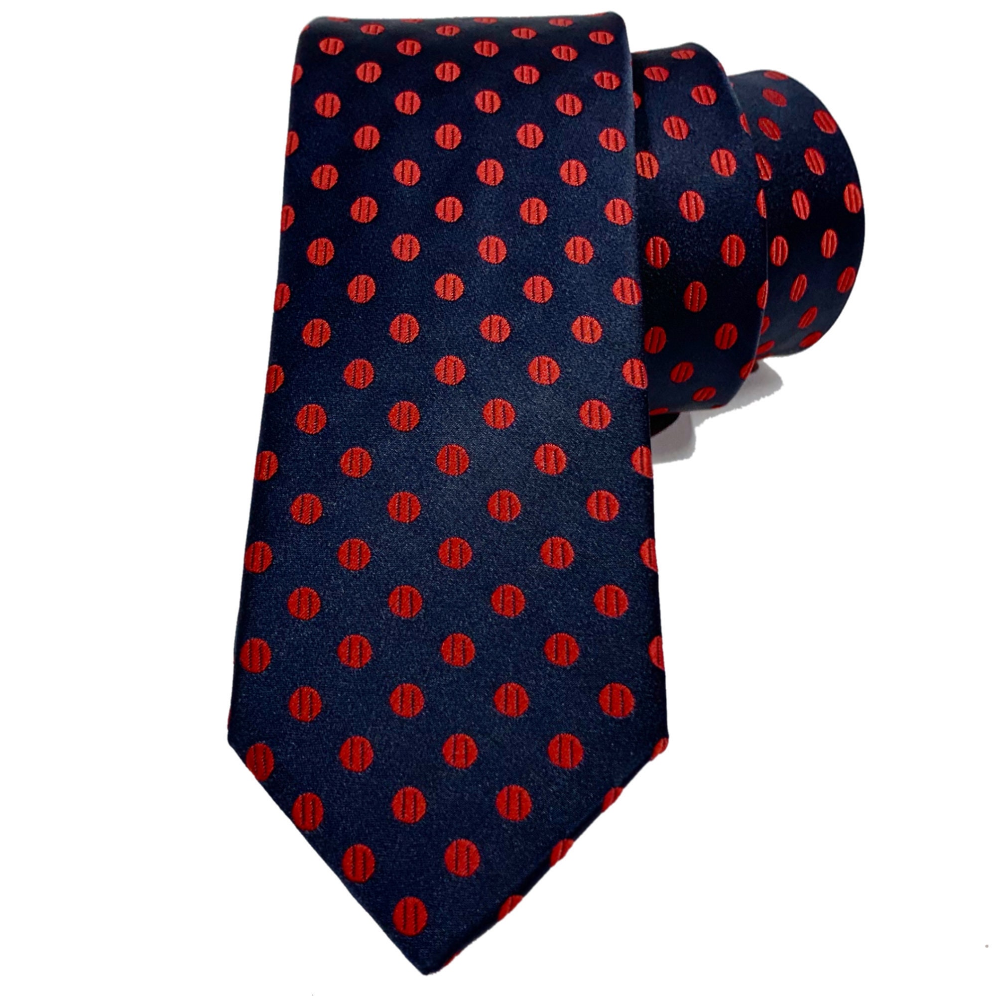 Red Dotted Striped Polka Dot Tie on a Black Background 2.36 6cm - Etsy