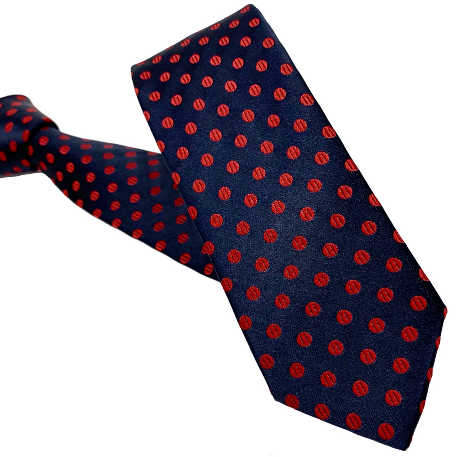 Red Dotted Striped Polka Dot Tie on a Black Background 2.36 6cm - Etsy