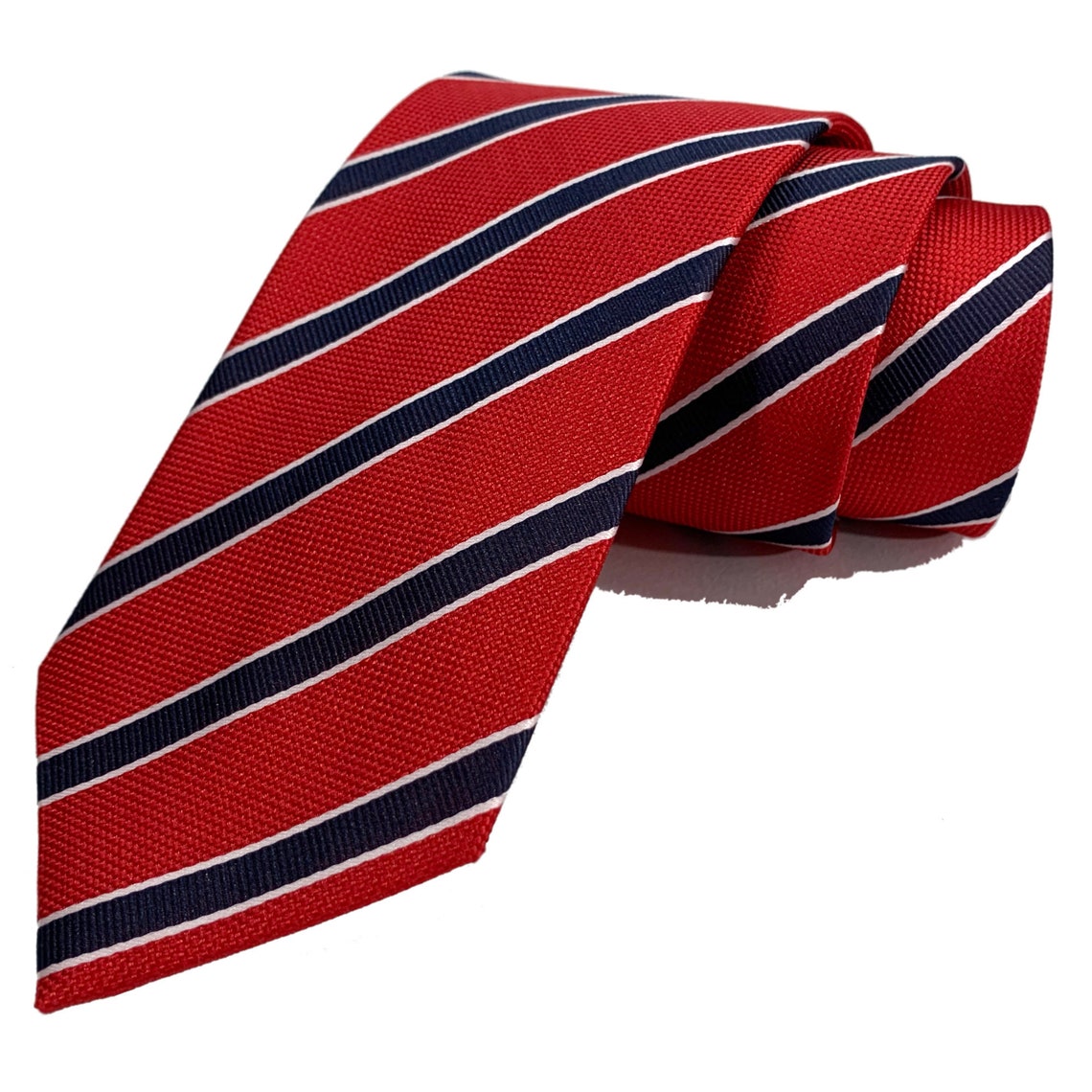 Red Dark Blue and White Diagonal Striped Tie 3.15 8cm - Etsy