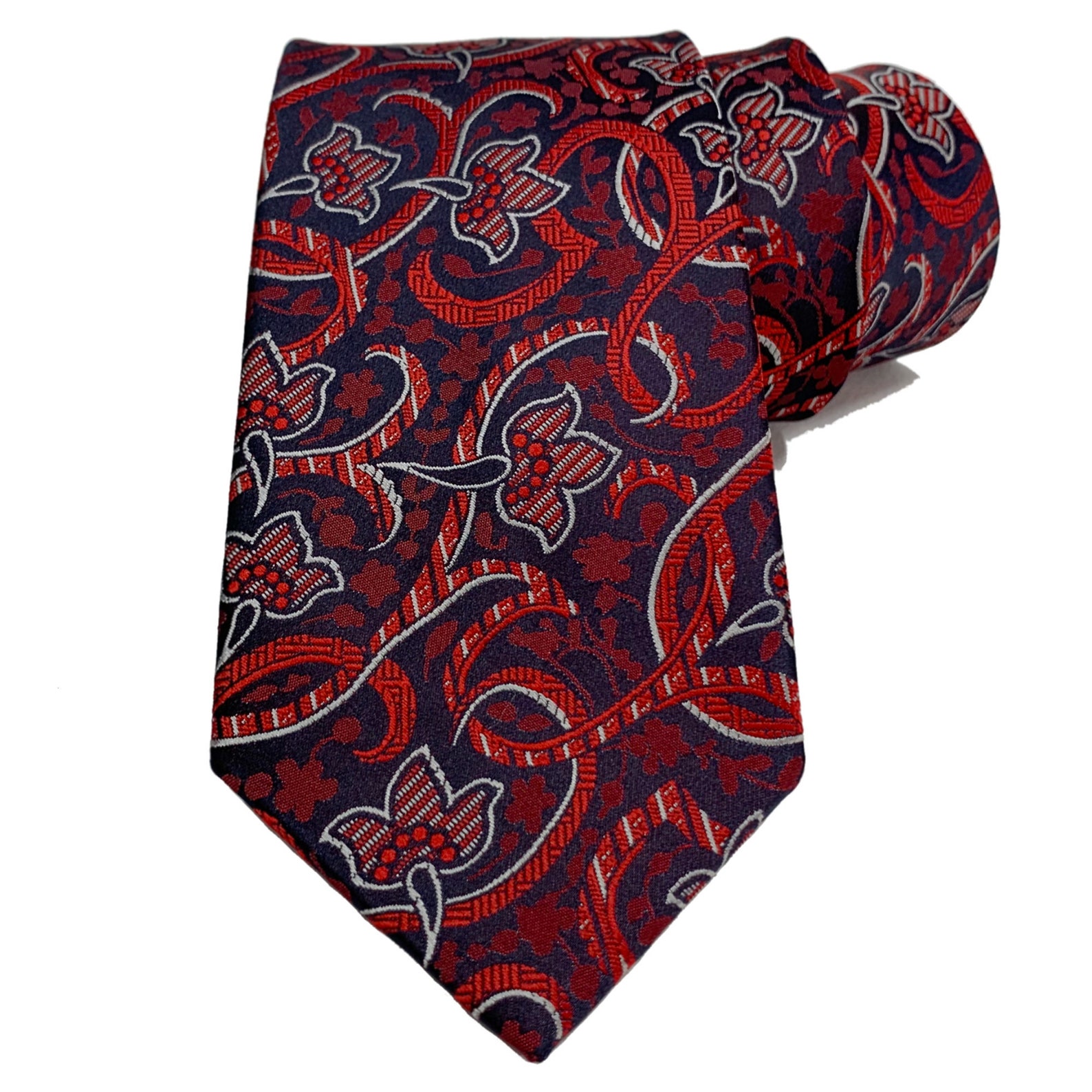Floral Necktie With Red Color Ivy Pattern 3.15 8cm - Etsy