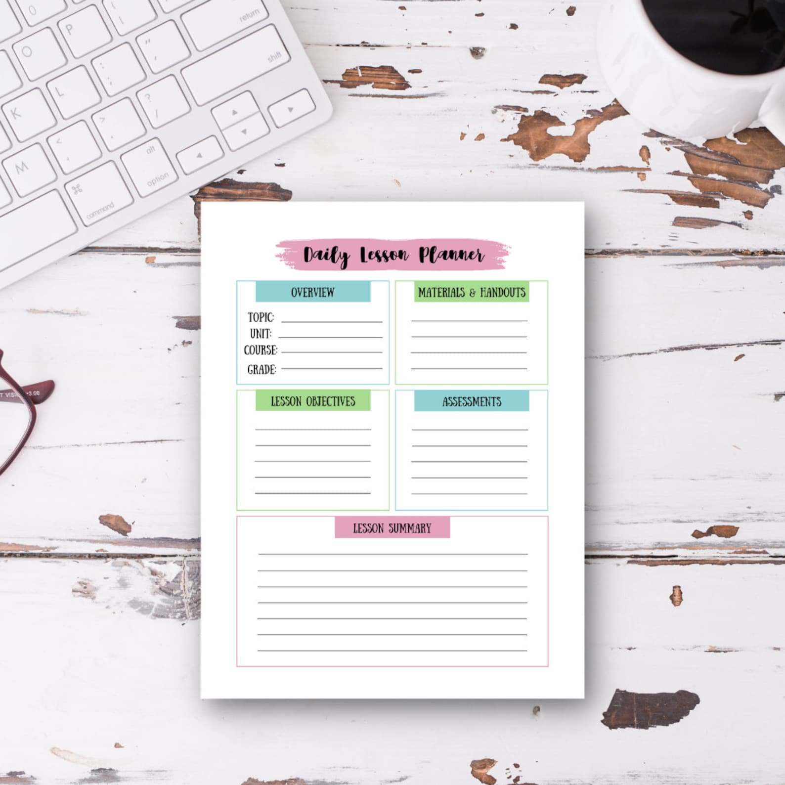 Lesson Plan Template - Daily Lesson Planner Page - Lesson Organizer ...