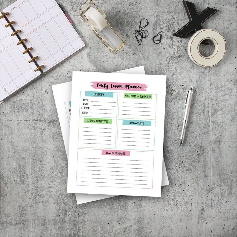 Lesson Plan Template - Daily Lesson Planner Page - Lesson Organizer ...