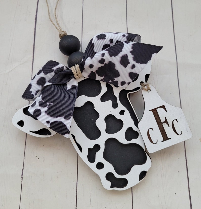 Monogram Cow Car Charm Rearview Mirror Charm Mama Car Charm - Etsy
