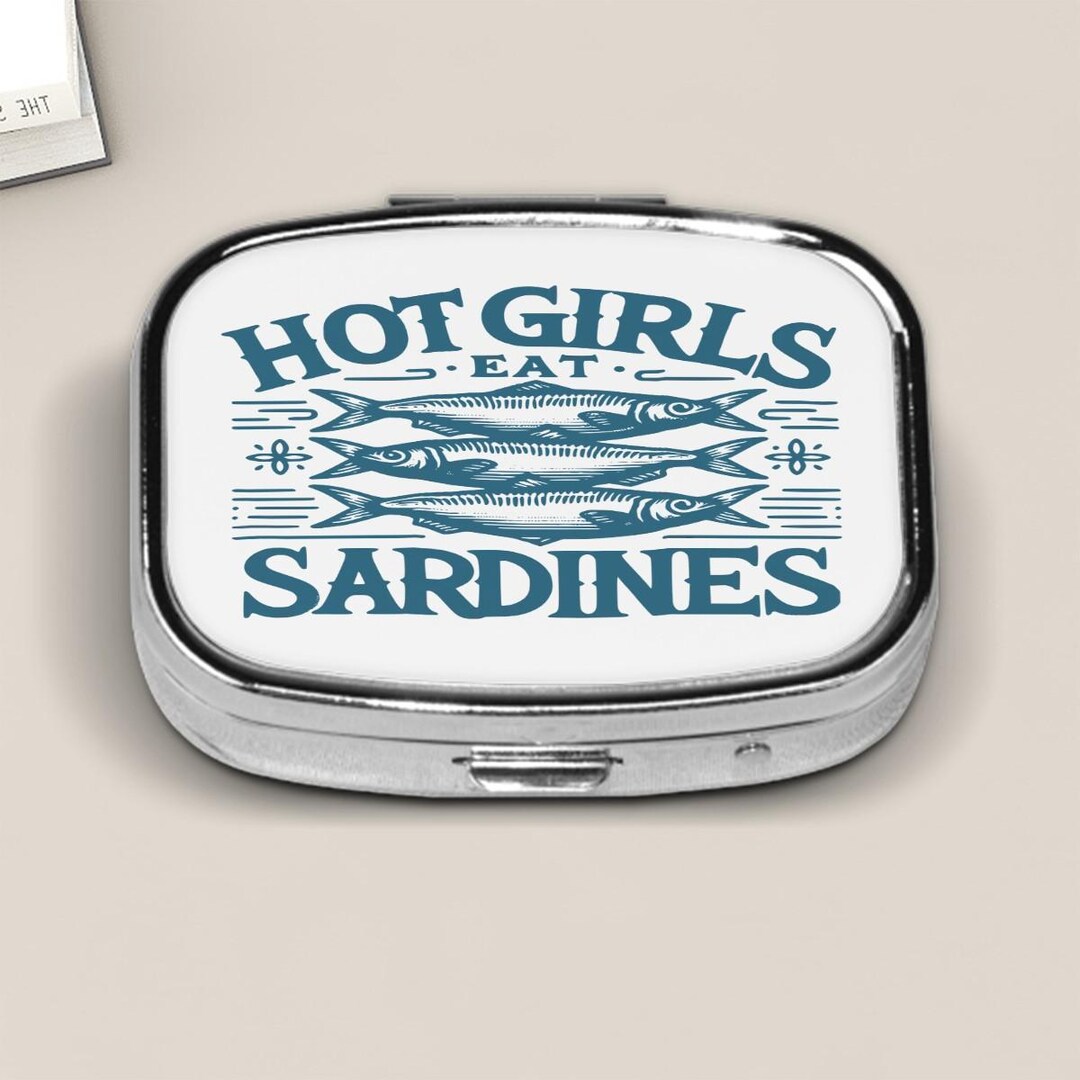 Sardine Square Small Pill Box, Fisherma Aesthetic Pill Case, Friend ...