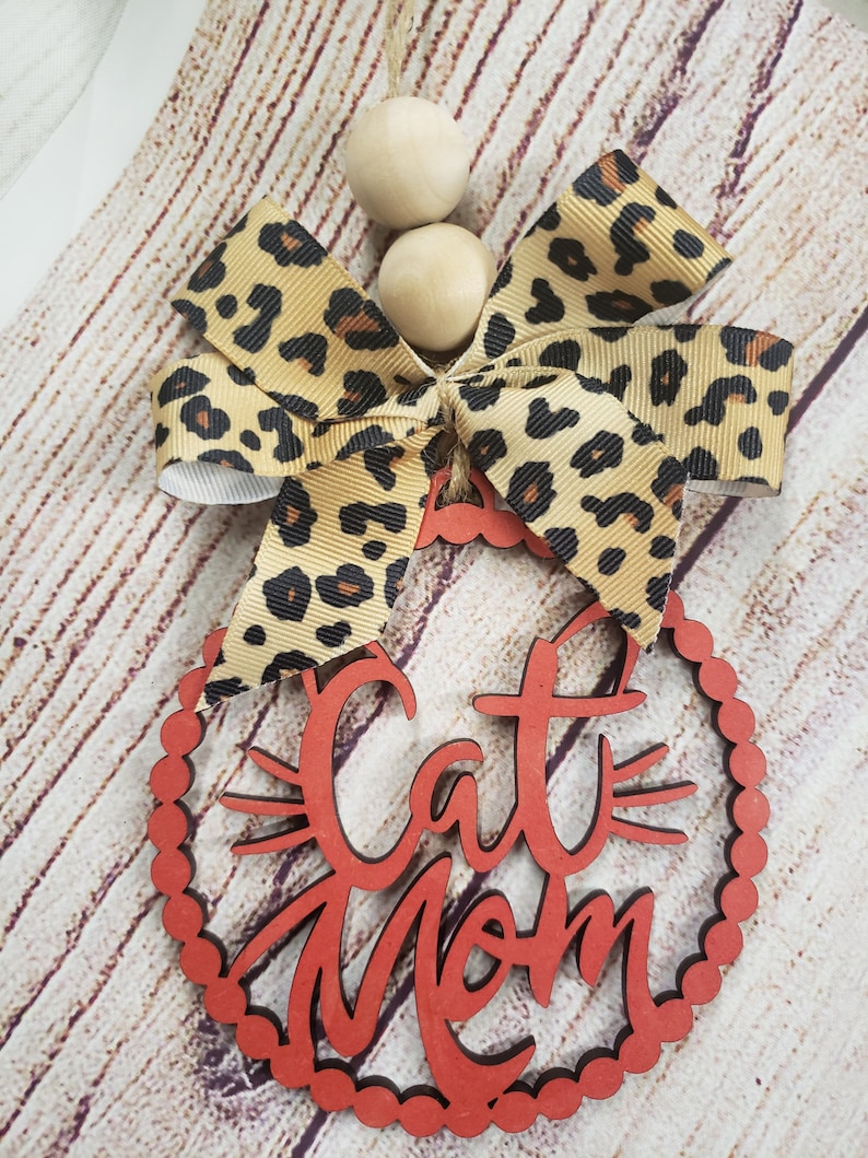 Cat Mom Car Charm, Mirror Car Tassel Charm, Leopard Print - Etsy